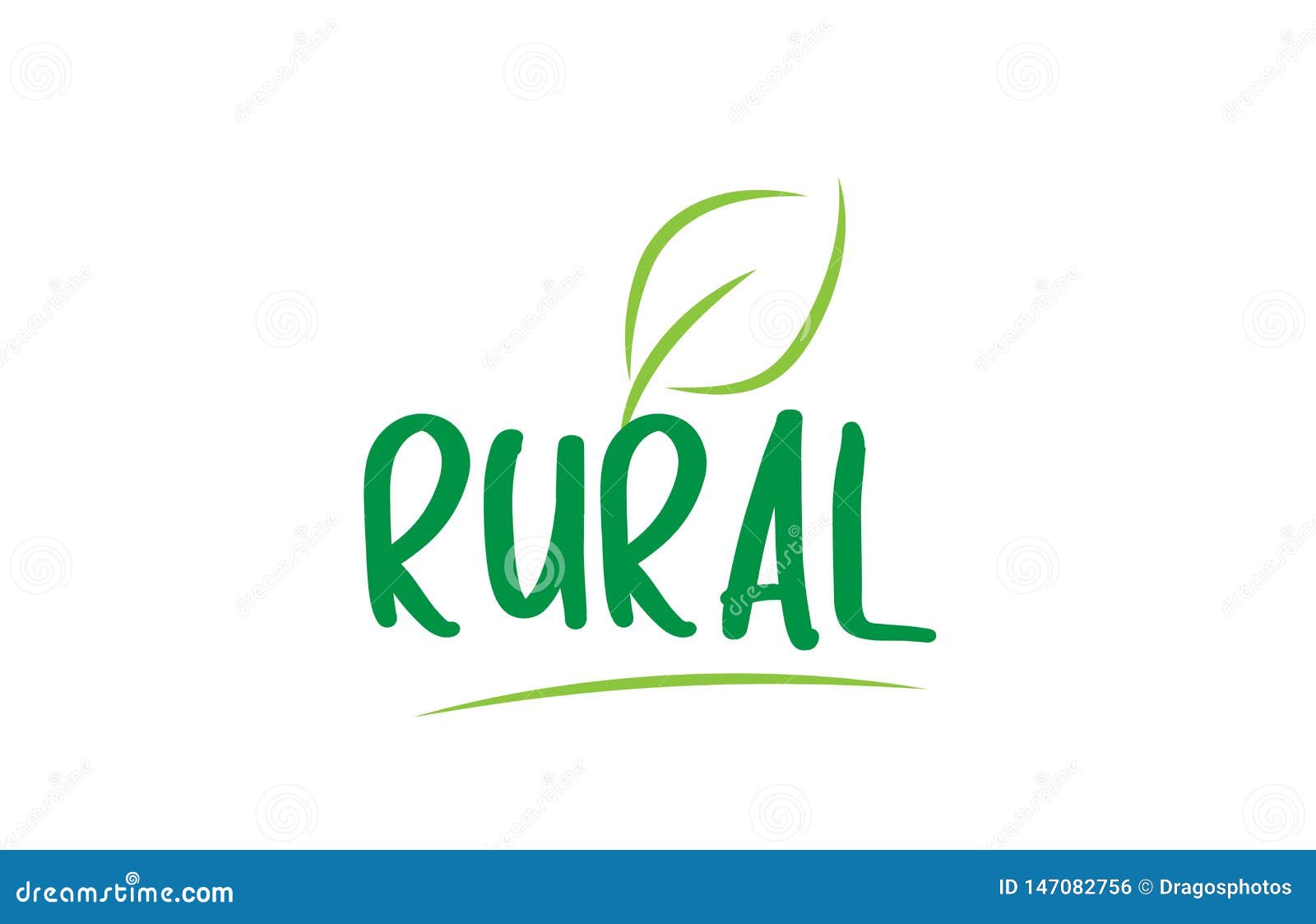 Rural Green Word Text with Leaf Icon Logo Design Stock Vector ...