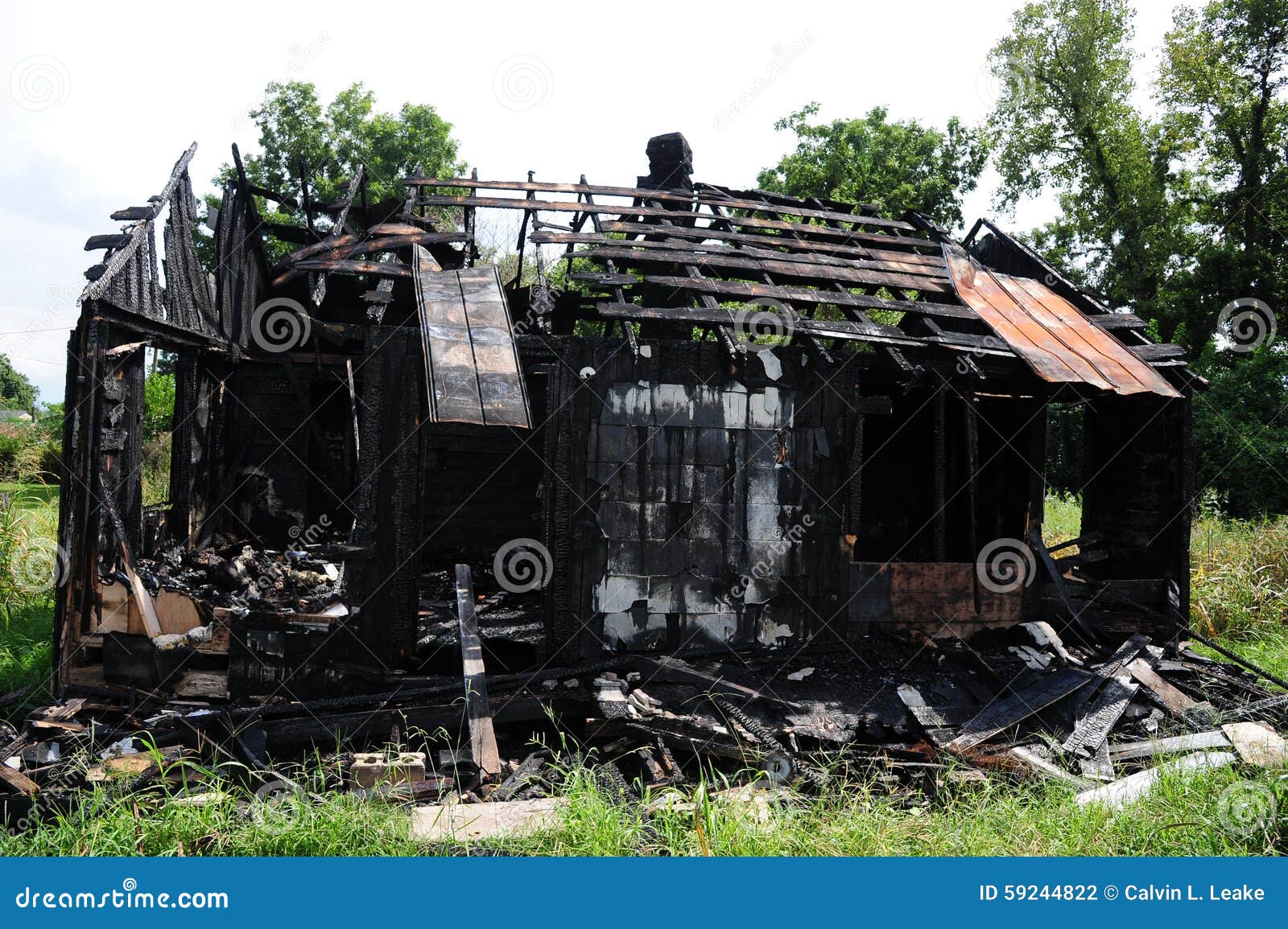 Home destroyed by fire. stock photo. Image of spontaneous - 59244822