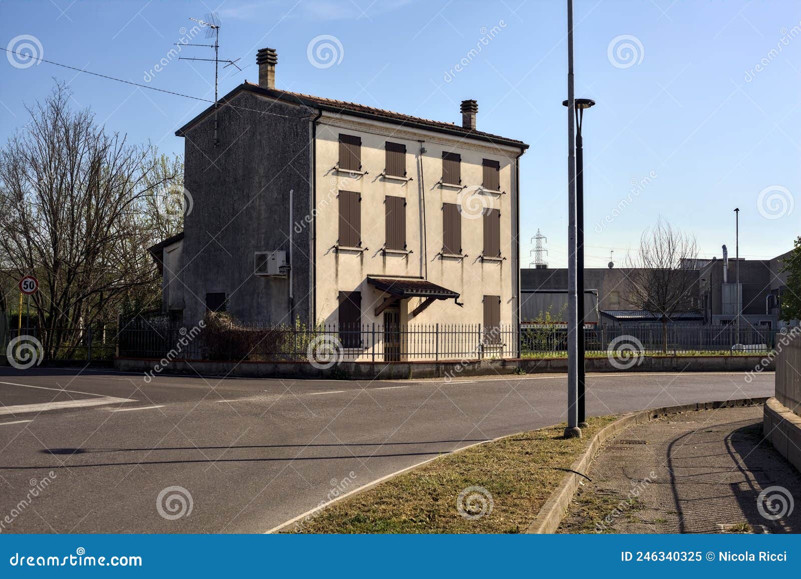 Rural House on a Crossing on a Sunny Day Stock Image - Image of holiday ...