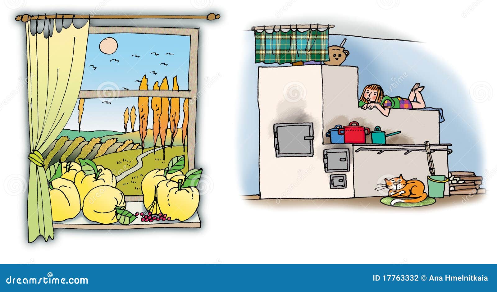 Rural house parts stock illustration. Illustration of girl - 17763332