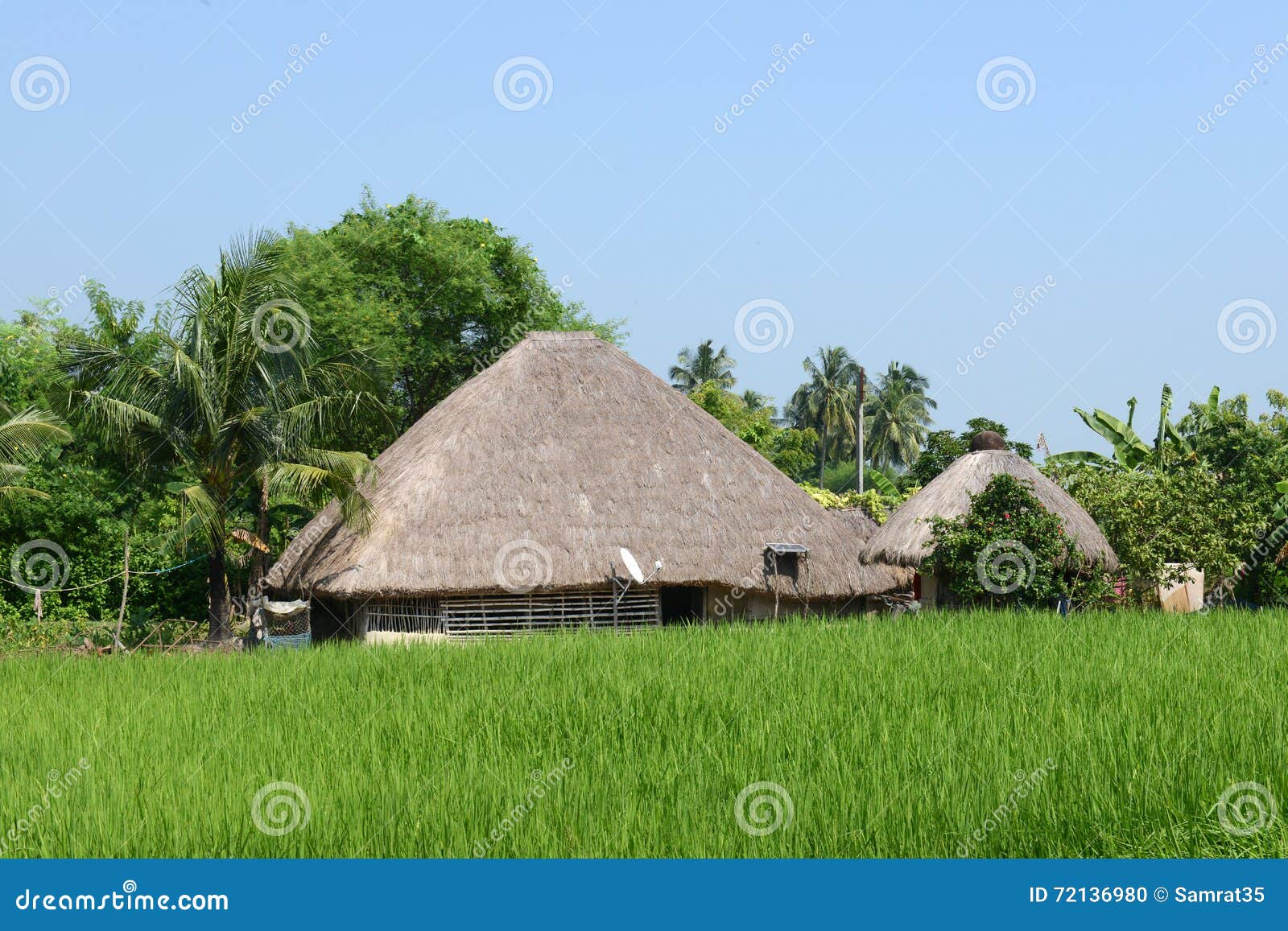 Rural Hut stock photo. Image of countryside, asia, farming - 72136980