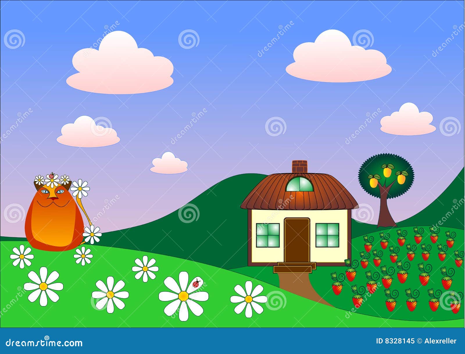 Rural idyll stock illustration. Illustration of development - 8328145