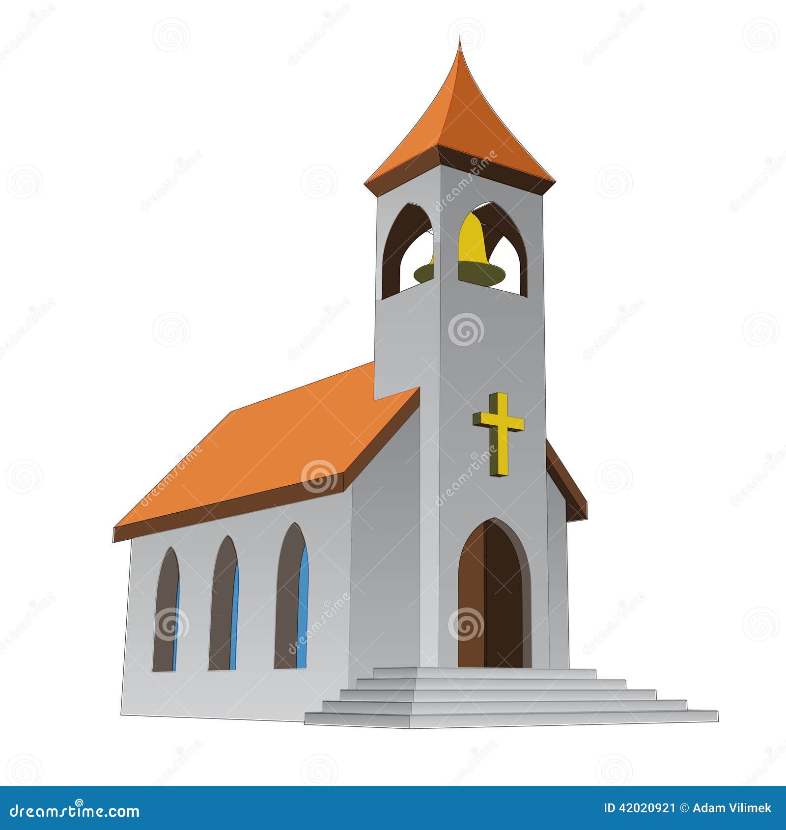 Rural Isolated Church for Catholics with Bell Vector Stock Vector ...