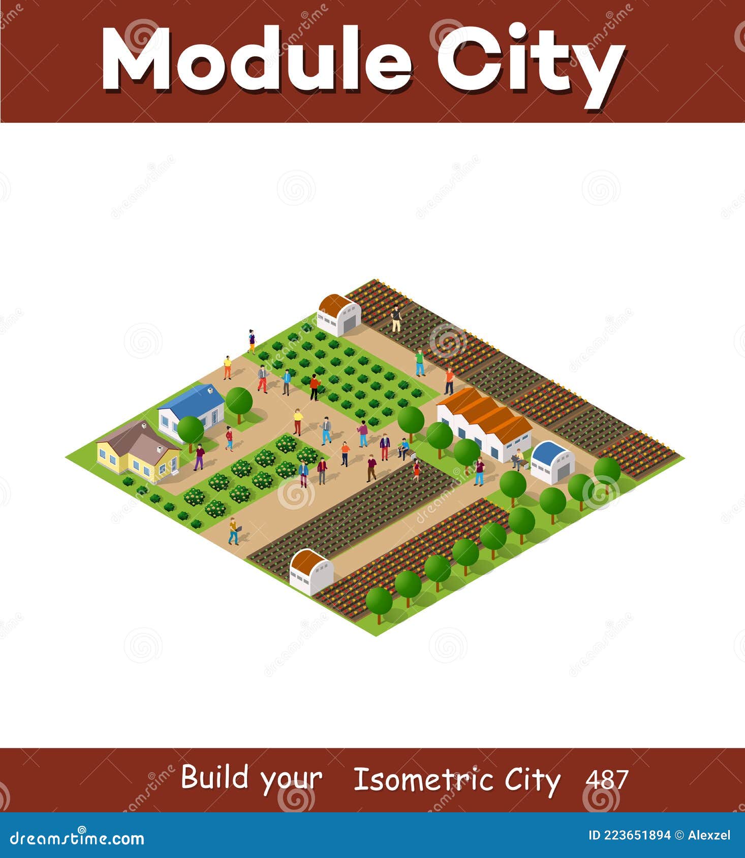 Rural Isometric Nature Ecological Farm with Beds Stock Vector ...