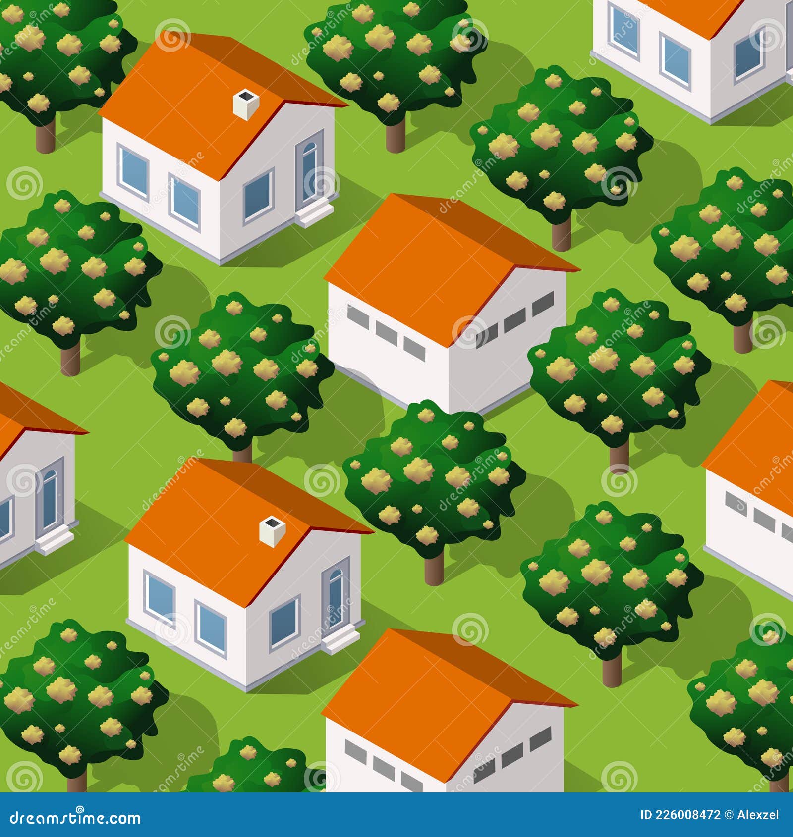 Rural Isometric Ranch Farm with Trees Fields. Illustration for Design ...