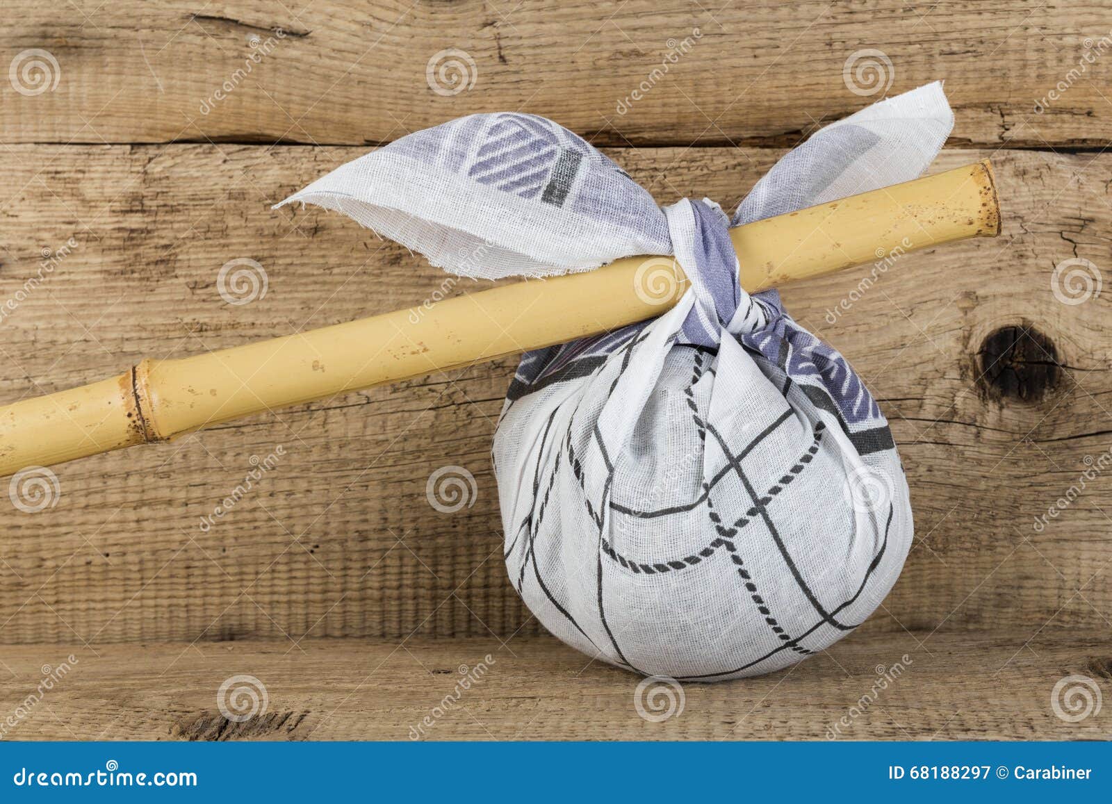 Rural Knapsack on a Bamboo Pole Stock Image - Image of vintage, hobo ...