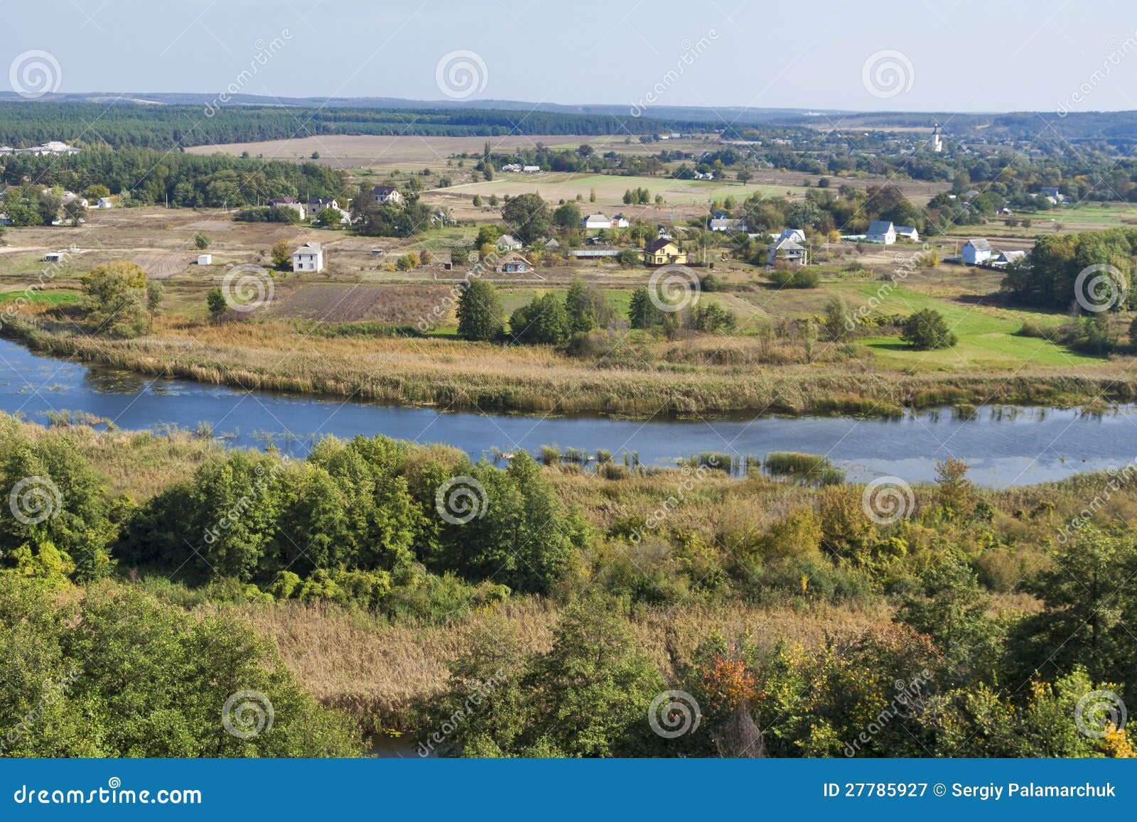 Rural landscape stock image. Image of river, meadow, autumn - 27785927