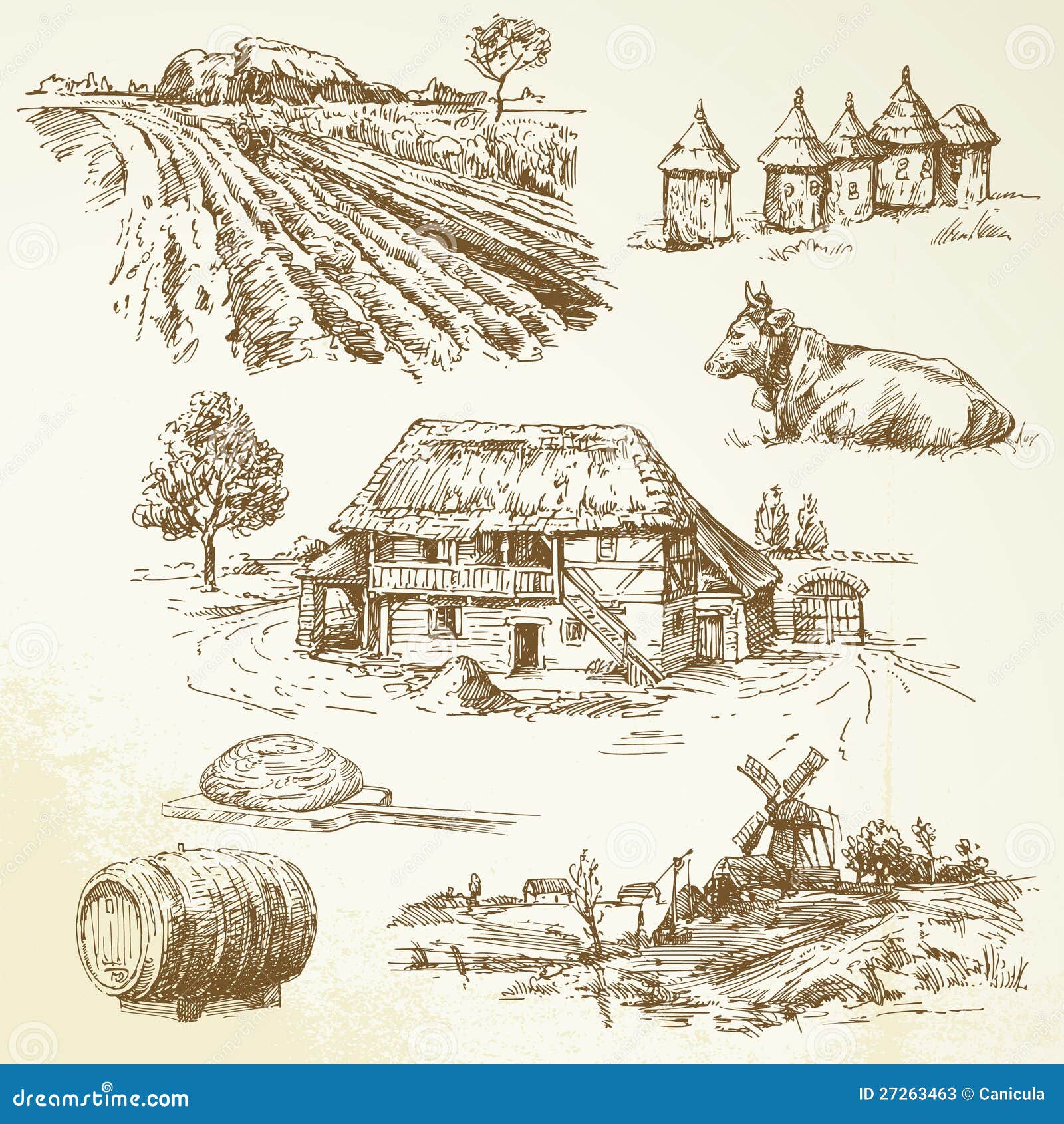 Rural Landscape, Agriculture, Farming Stock Vector - Illustration of ...