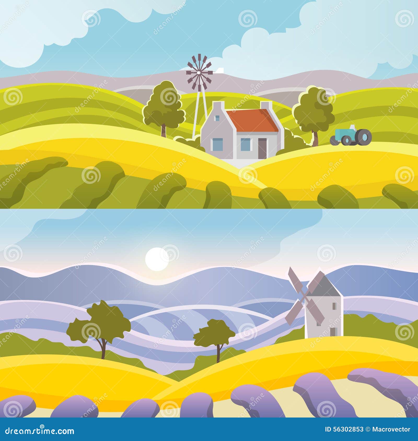 Rural Landscape Banner stock vector. Illustration of decorative - 56302853