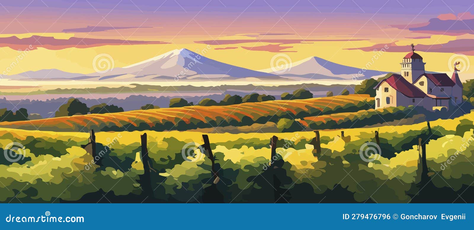 Rural Landscape with a Beautiful View of Distant Fields and Hills ...