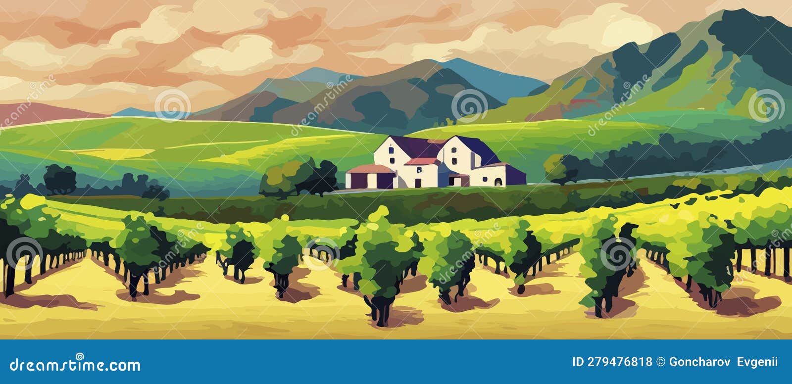 Rural Landscape with a Beautiful View of Distant Fields and Hills ...