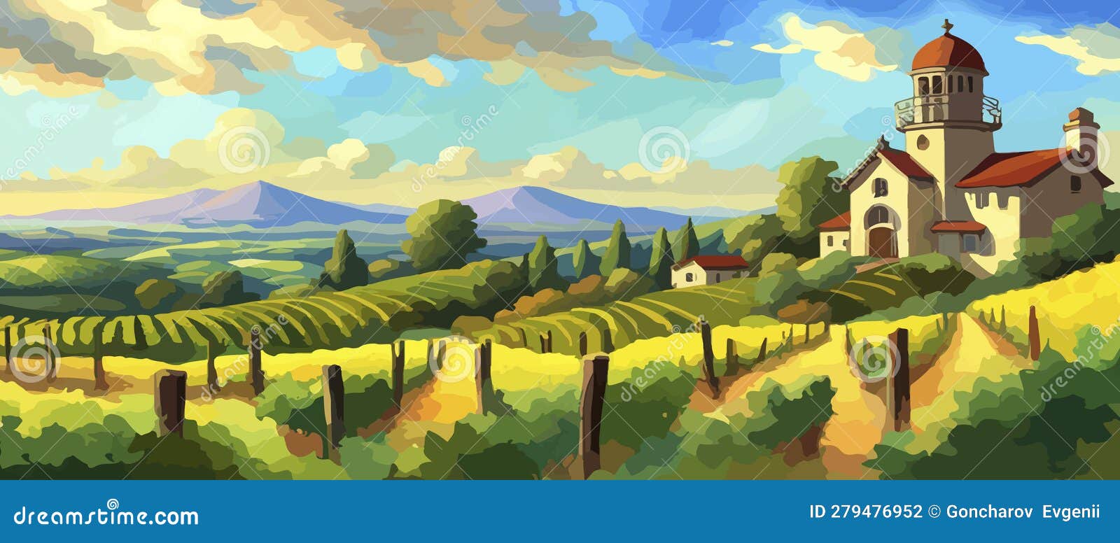 Rural Landscape with a Beautiful View of Distant Fields and Hills ...