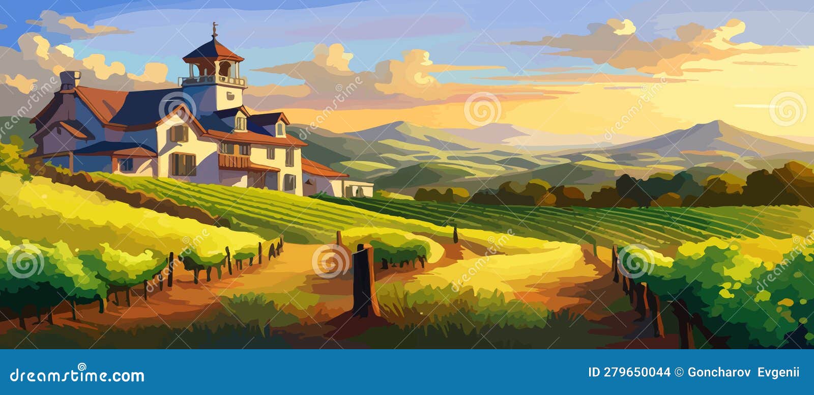 Rural Landscape with a Beautiful View of Distant Fields and Hills ...