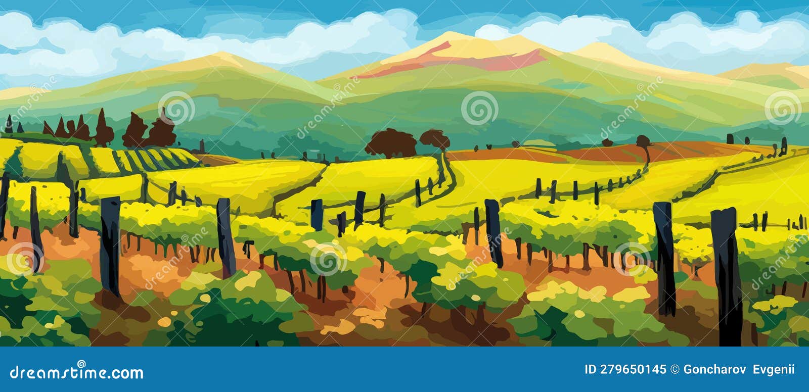 Rural Landscape with a Beautiful View of Distant Fields and Hills ...