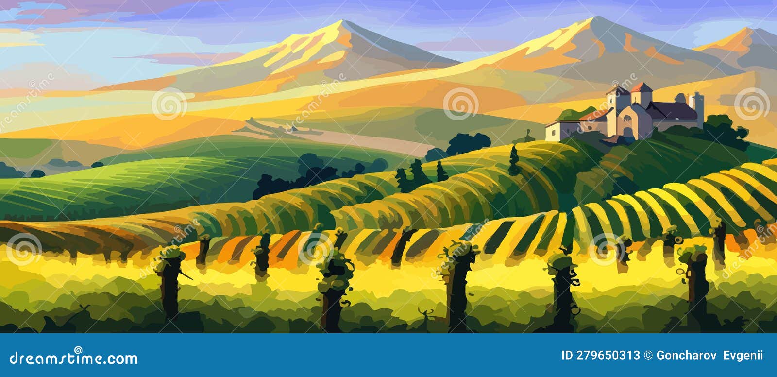 Rural Landscape with a Beautiful View of Distant Fields and Hills ...