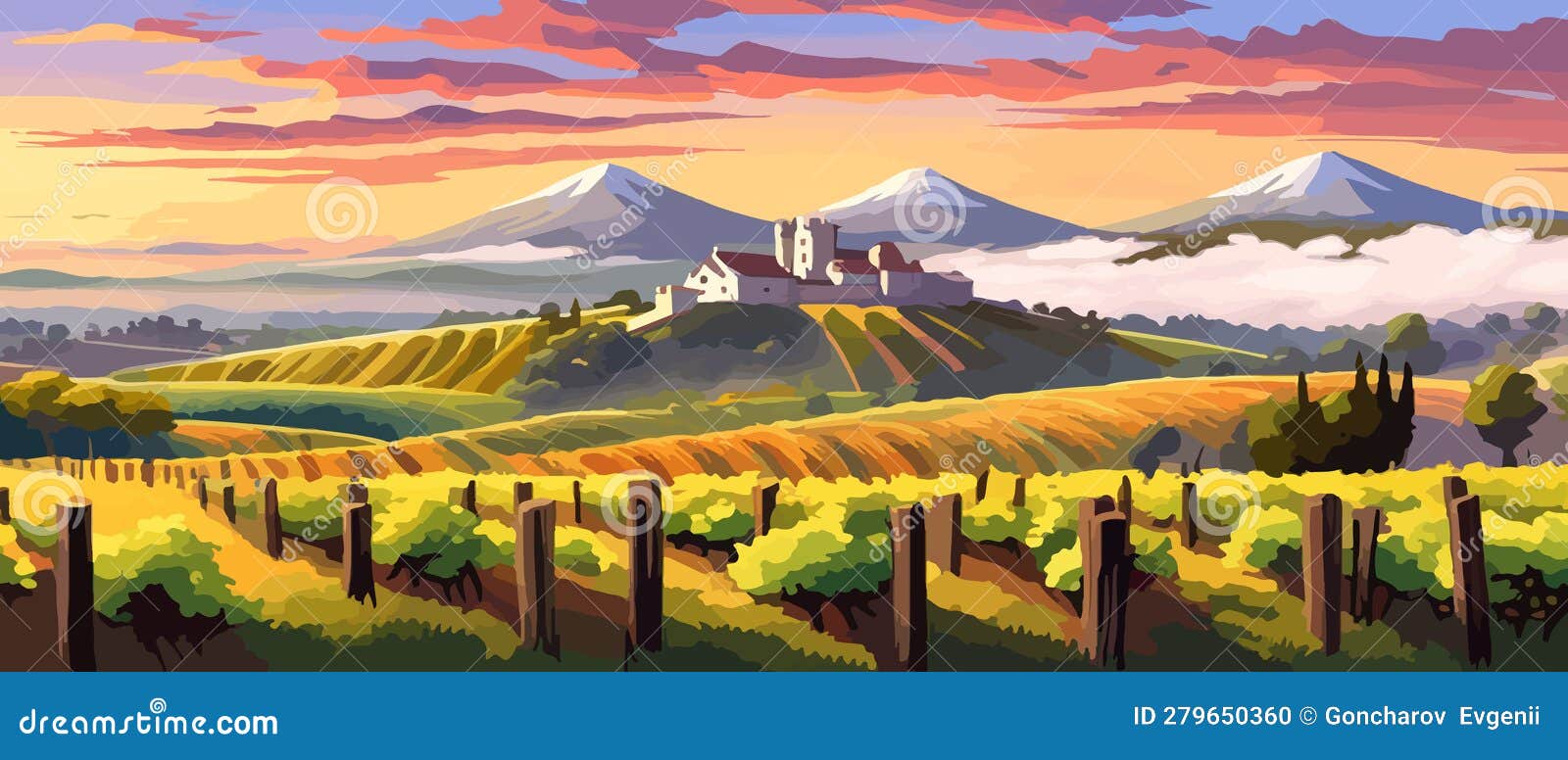 Rural Landscape with a Beautiful View of Distant Fields and Hills ...