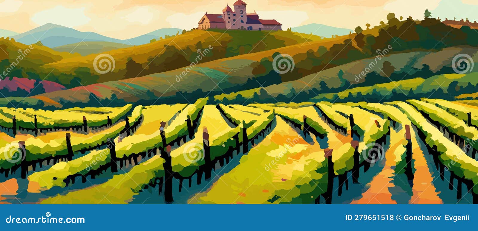 Rural Landscape with a Beautiful View of Distant Fields and Hills ...