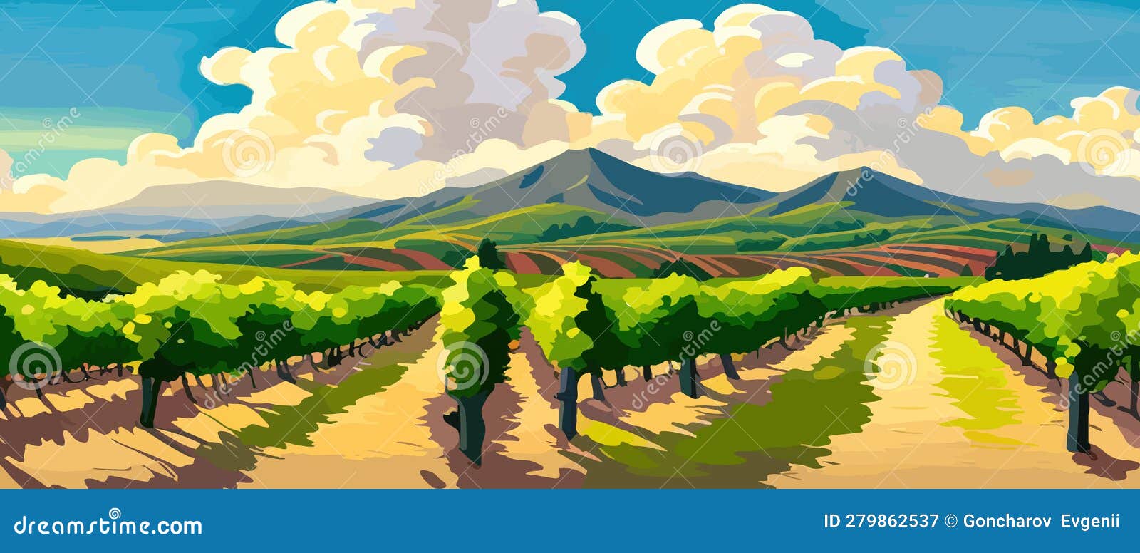 Rural Landscape with a Beautiful View of Distant Fields and Hills ...