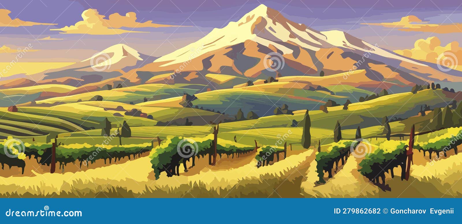 Rural Landscape with a Beautiful View of Distant Fields and Hills ...