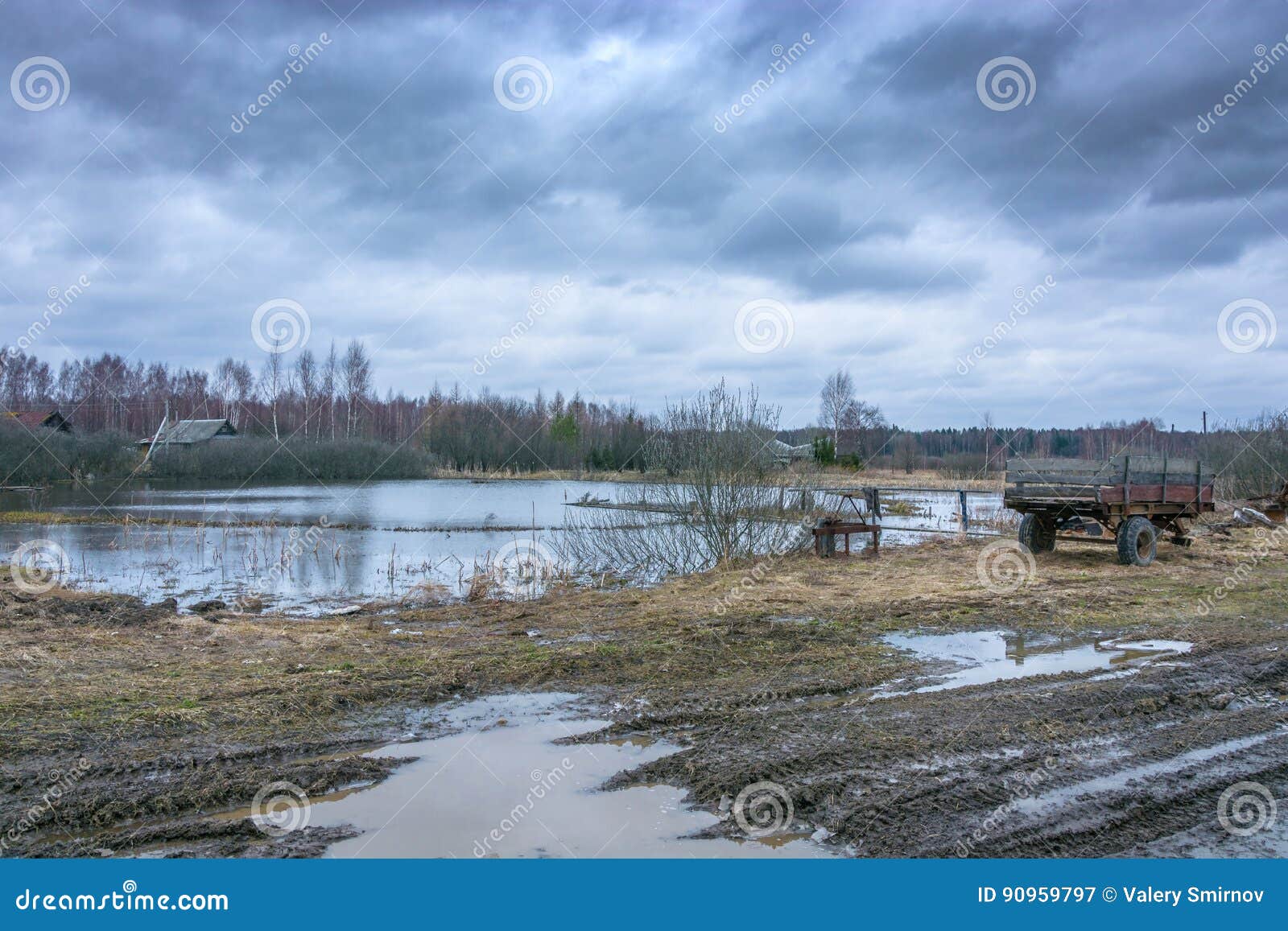 Rural Landscape on a Cloudy Spring Day. Stock Image - Image of ...