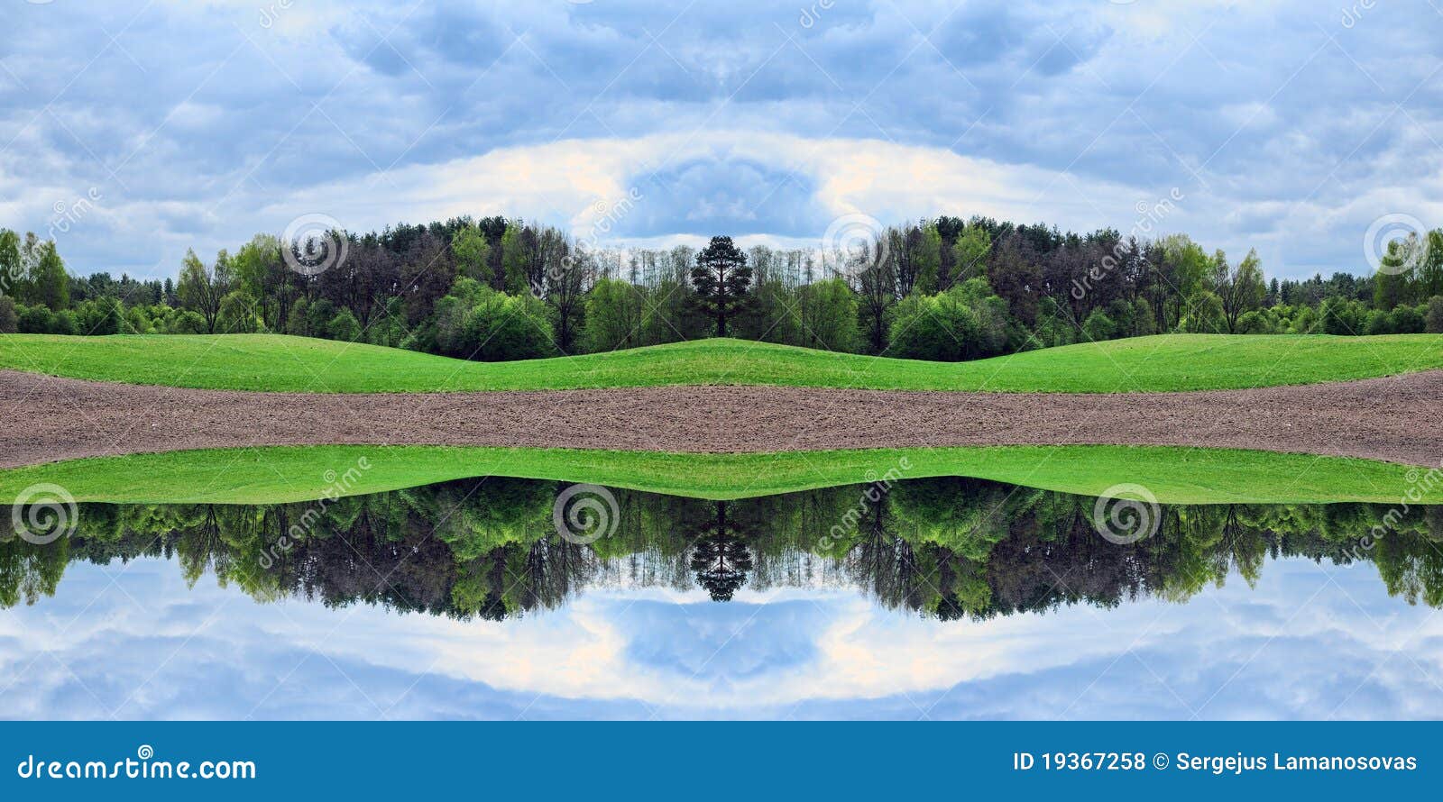 Rural Landscape (double Mirror Effect). Stock Photo - Image of ...