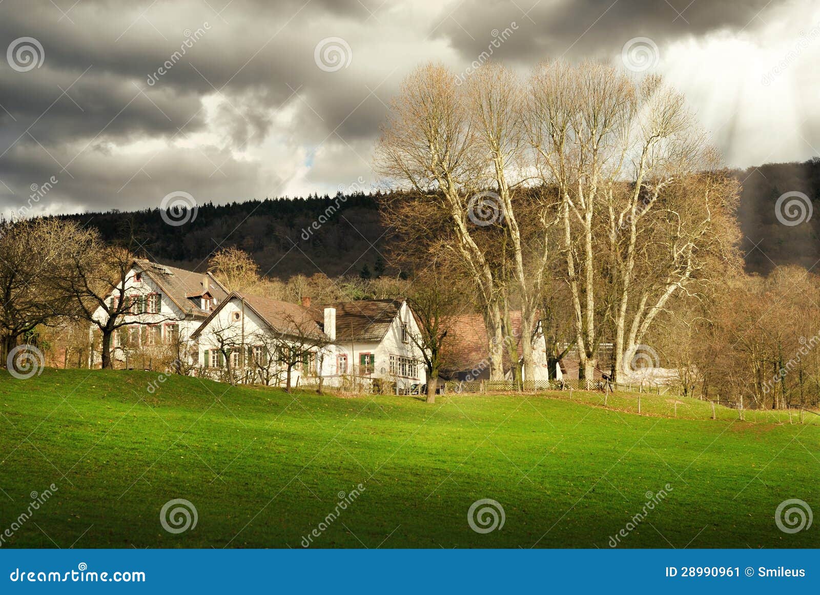 Rural Landscape with Dramatic Lighting Stock Image - Image of ...