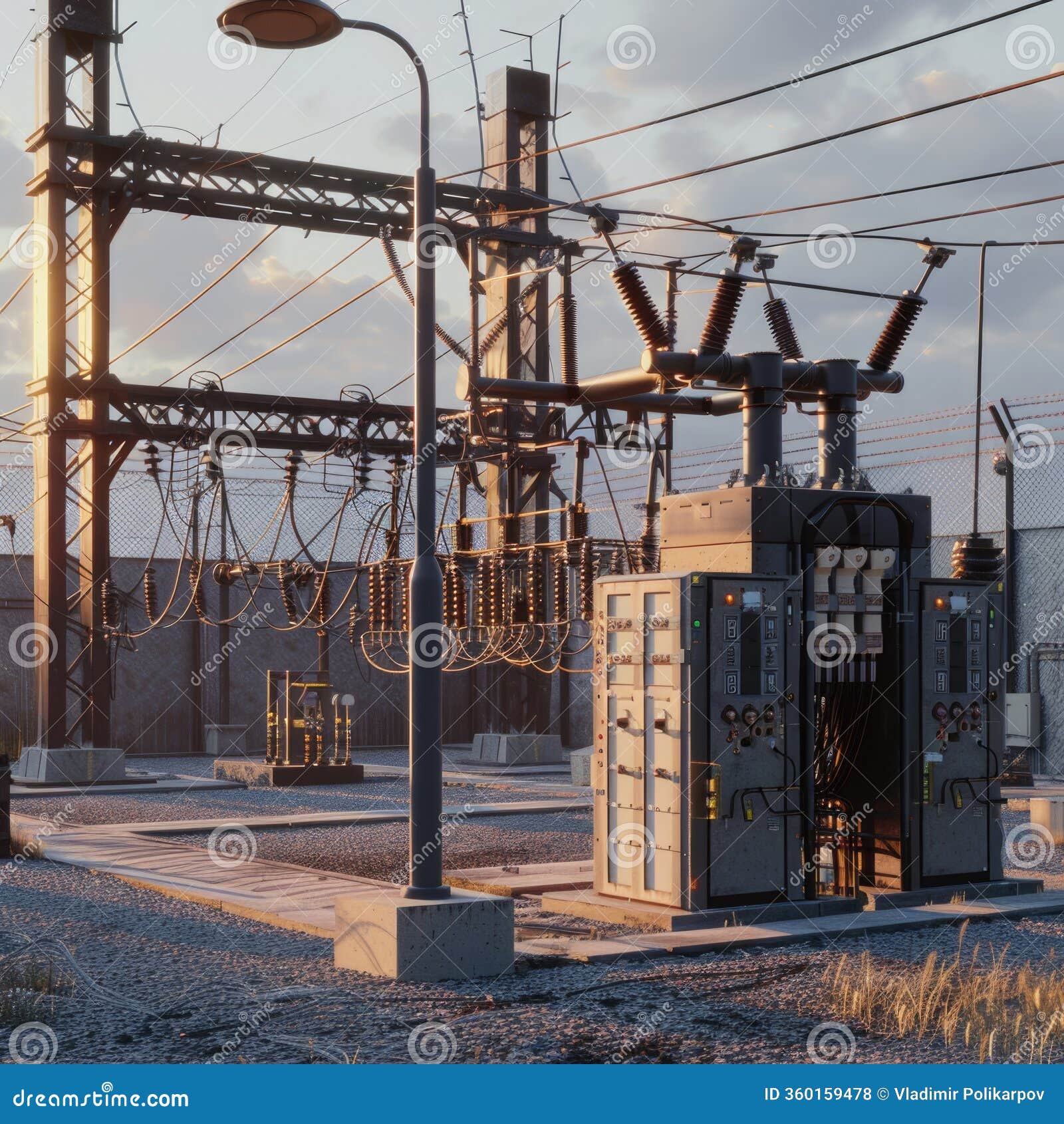 Rural Landscape with Electrical Substation and Surrounding Greenery ...