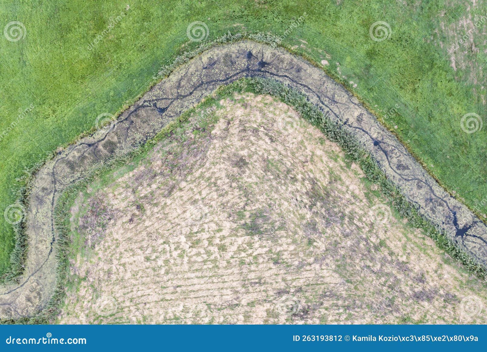 Rural Landscape, Fields, Meadows, Streams View from the Drone Stock ...