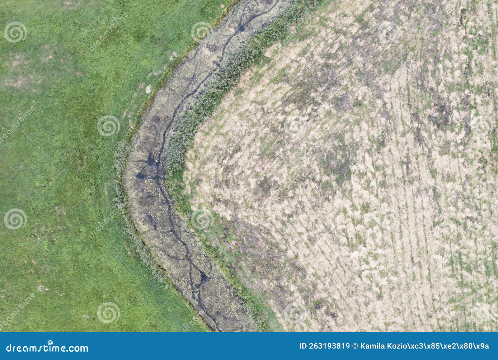 Rural Landscape, Fields, Meadows, Streams View from the Drone Stock ...