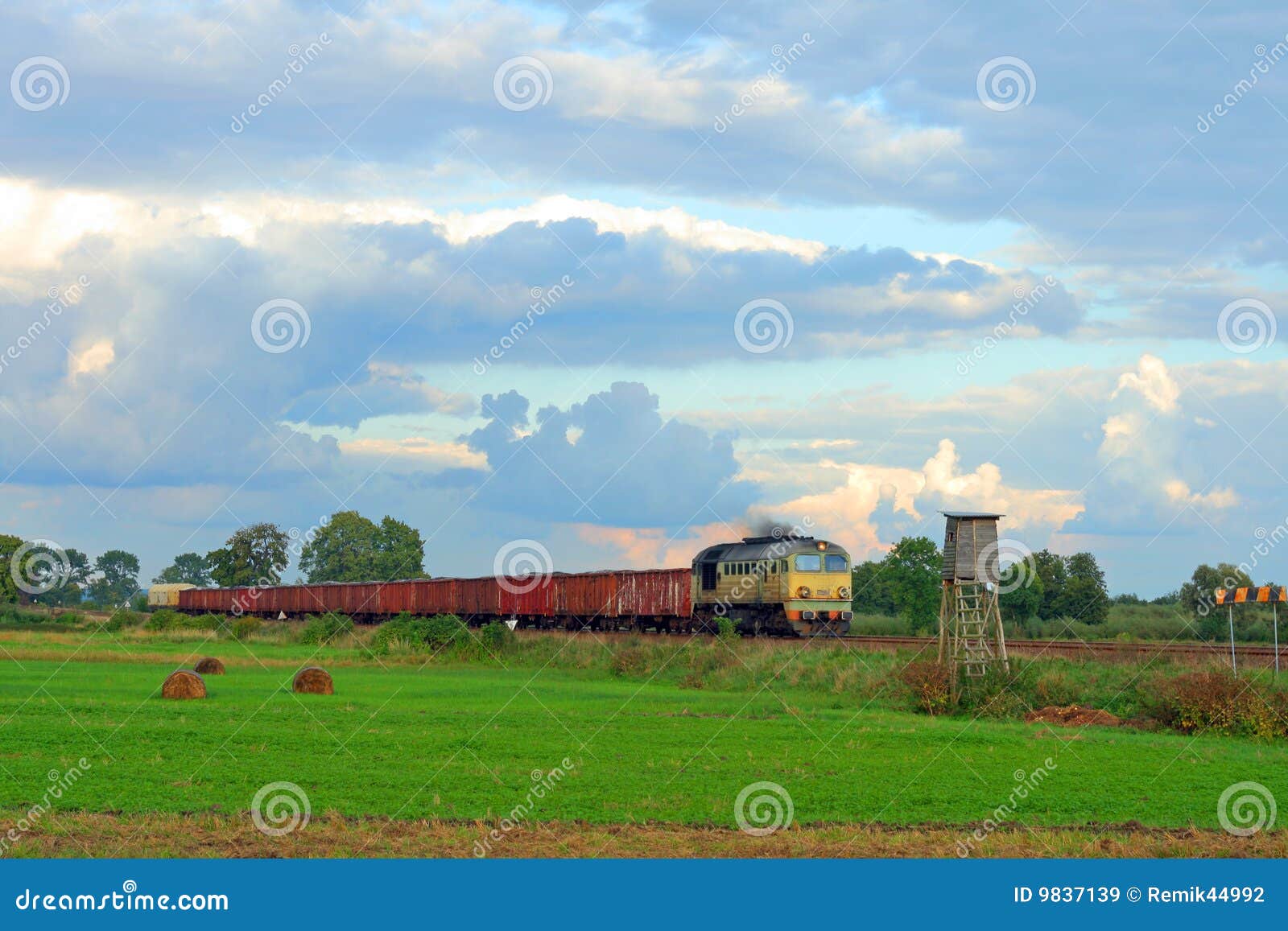 Rural Landscape with Freight Train Stock Image - Image of rural, heavy ...