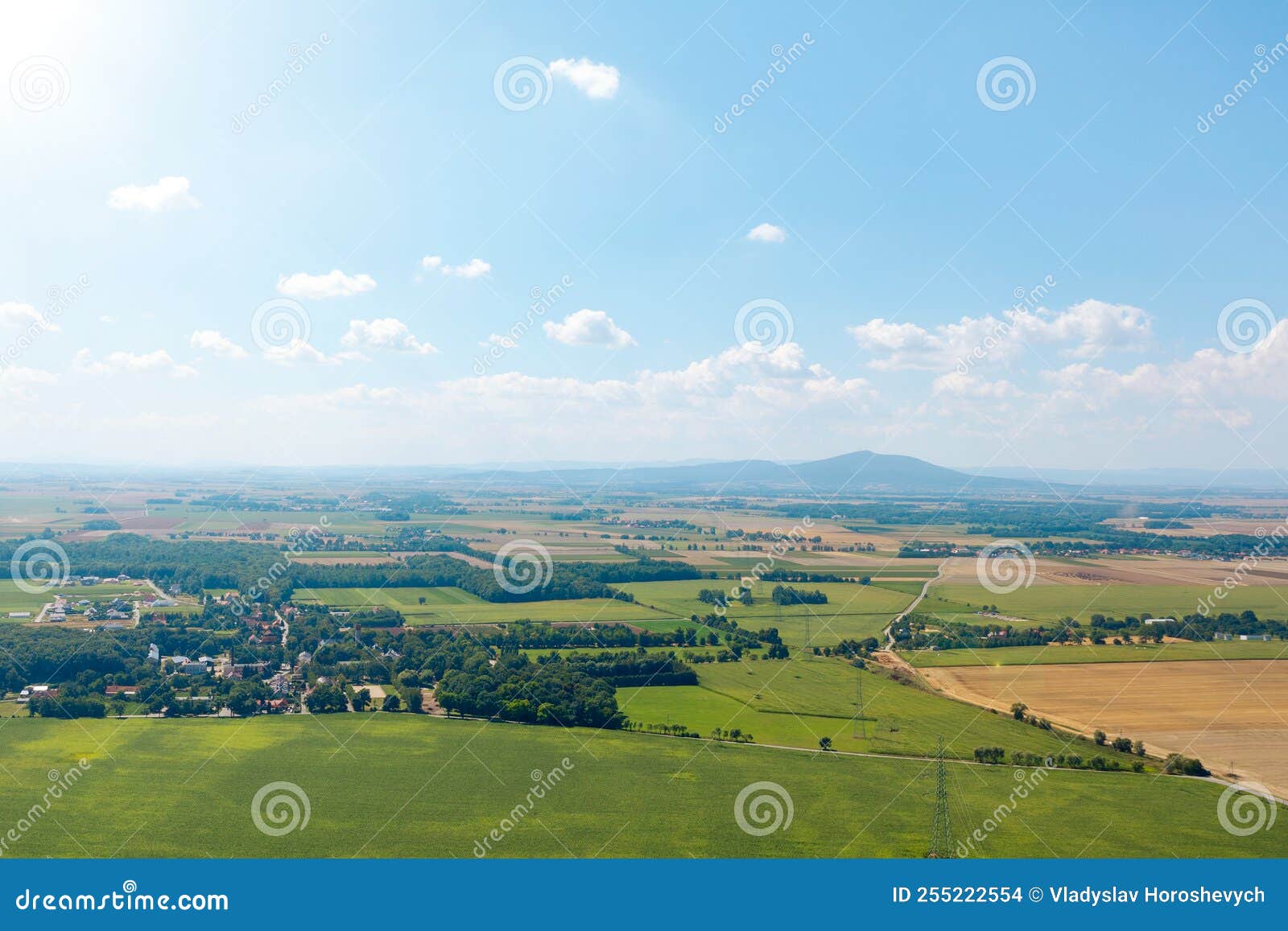 Rural Landscape, Green Fields and Small Mountains in the Background ...