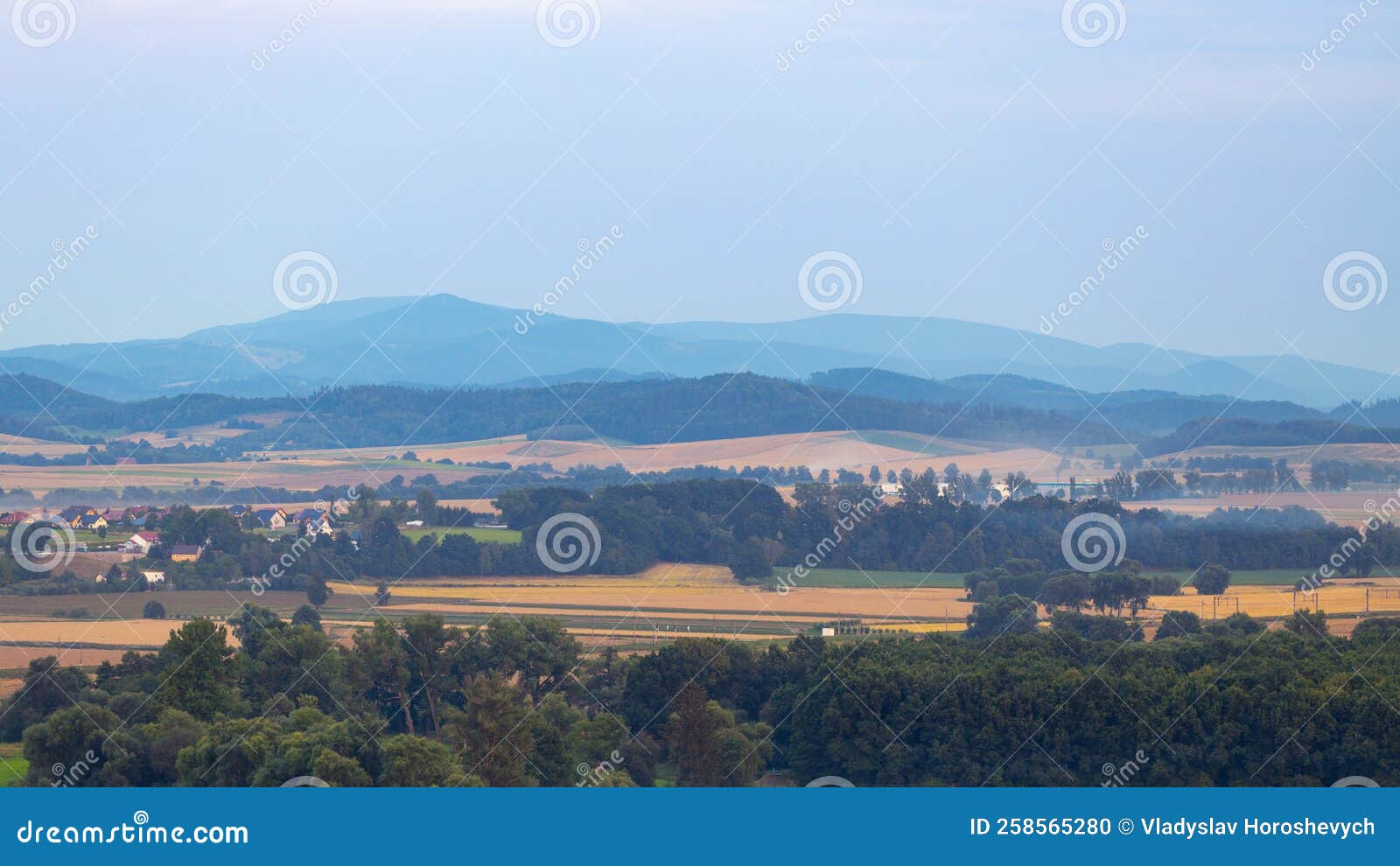 Rural Landscape, Green Fields and Small Mountains in the Background ...
