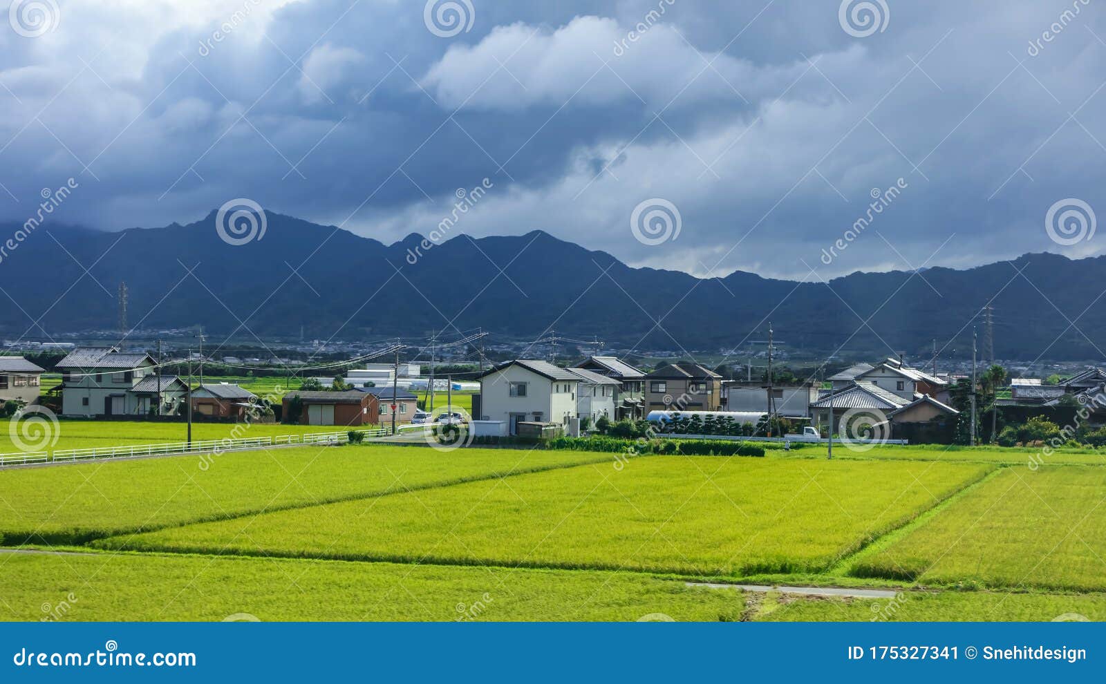 Rural Landscape in Japan with Rice Fields Stock Image - Image of ...