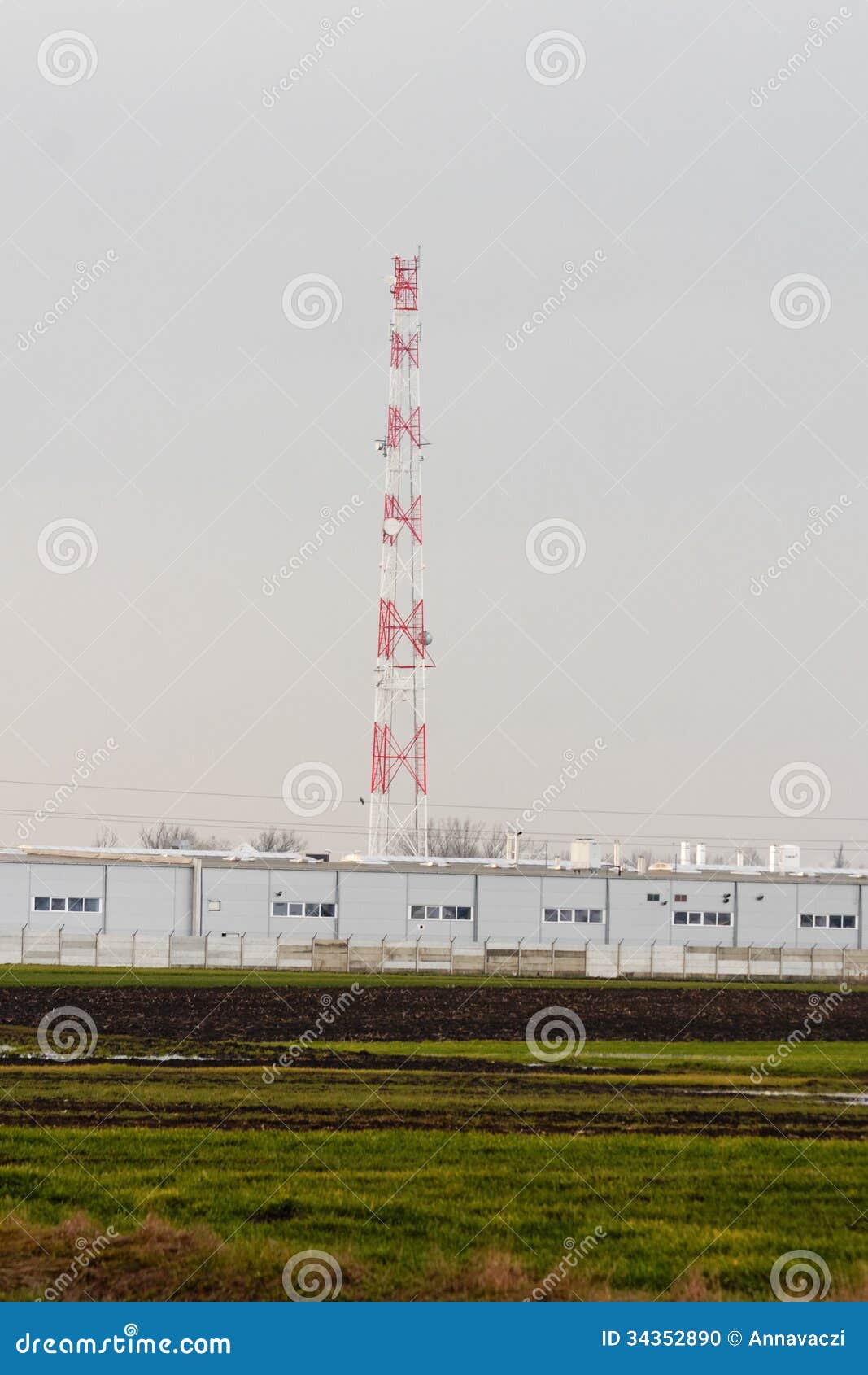 Rural Landscape with Radio Tower Stock Photo - Image of radio, mobil ...