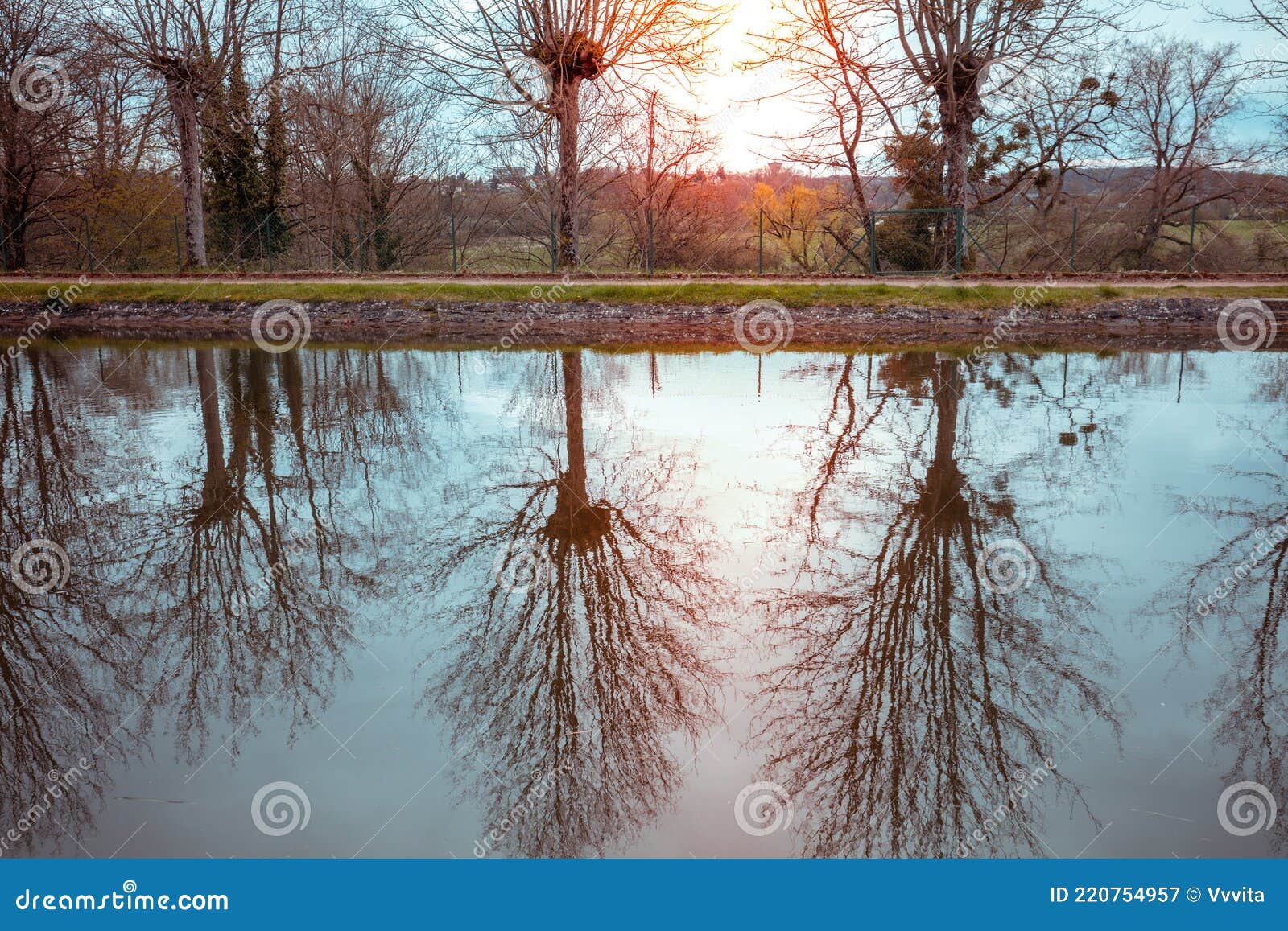 Rural Landscape. River in Early Spring Stock Image - Image of grass ...