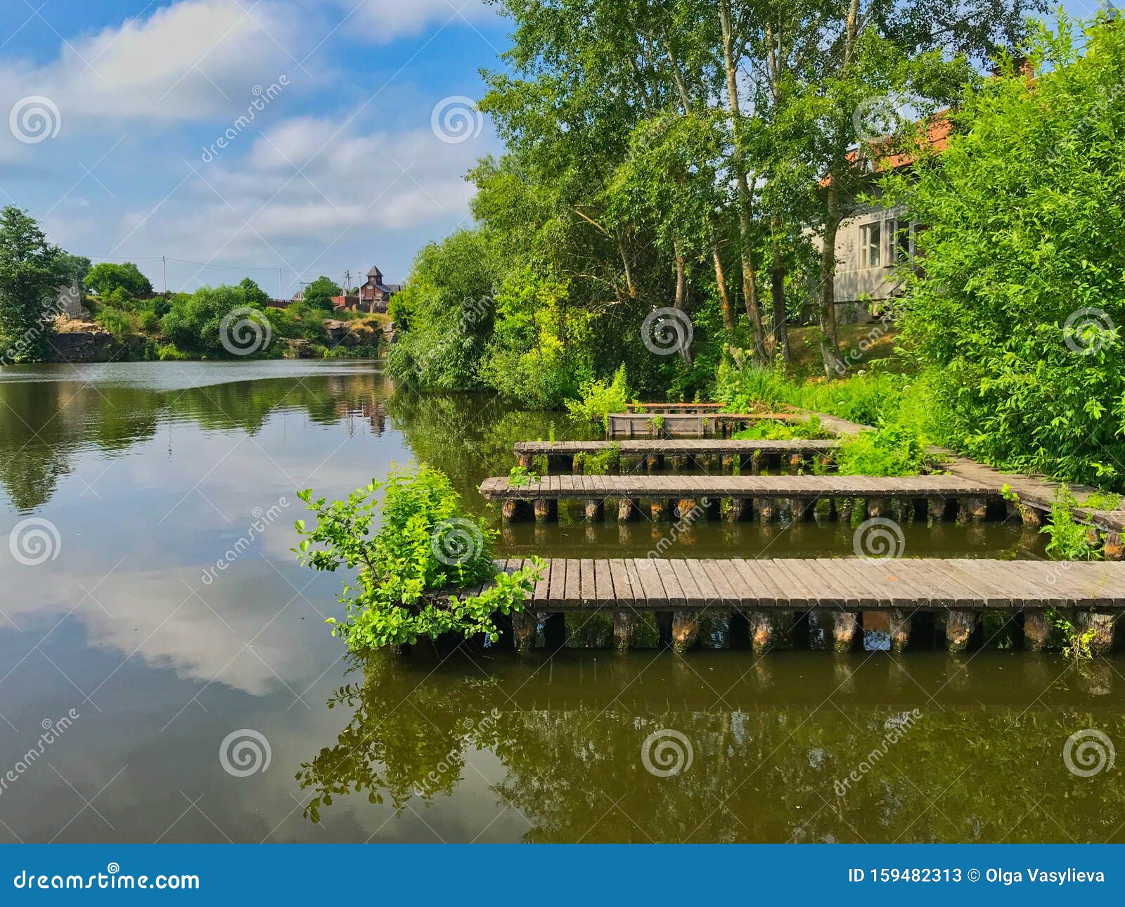 Rural landscape with river stock image. Image of scenery - 159482313