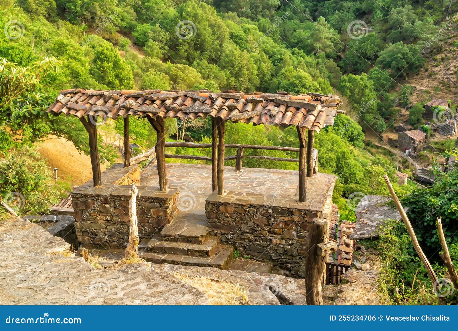 Observation Deck Decorated in Rustic Style Stock Photo - Image of rest ...