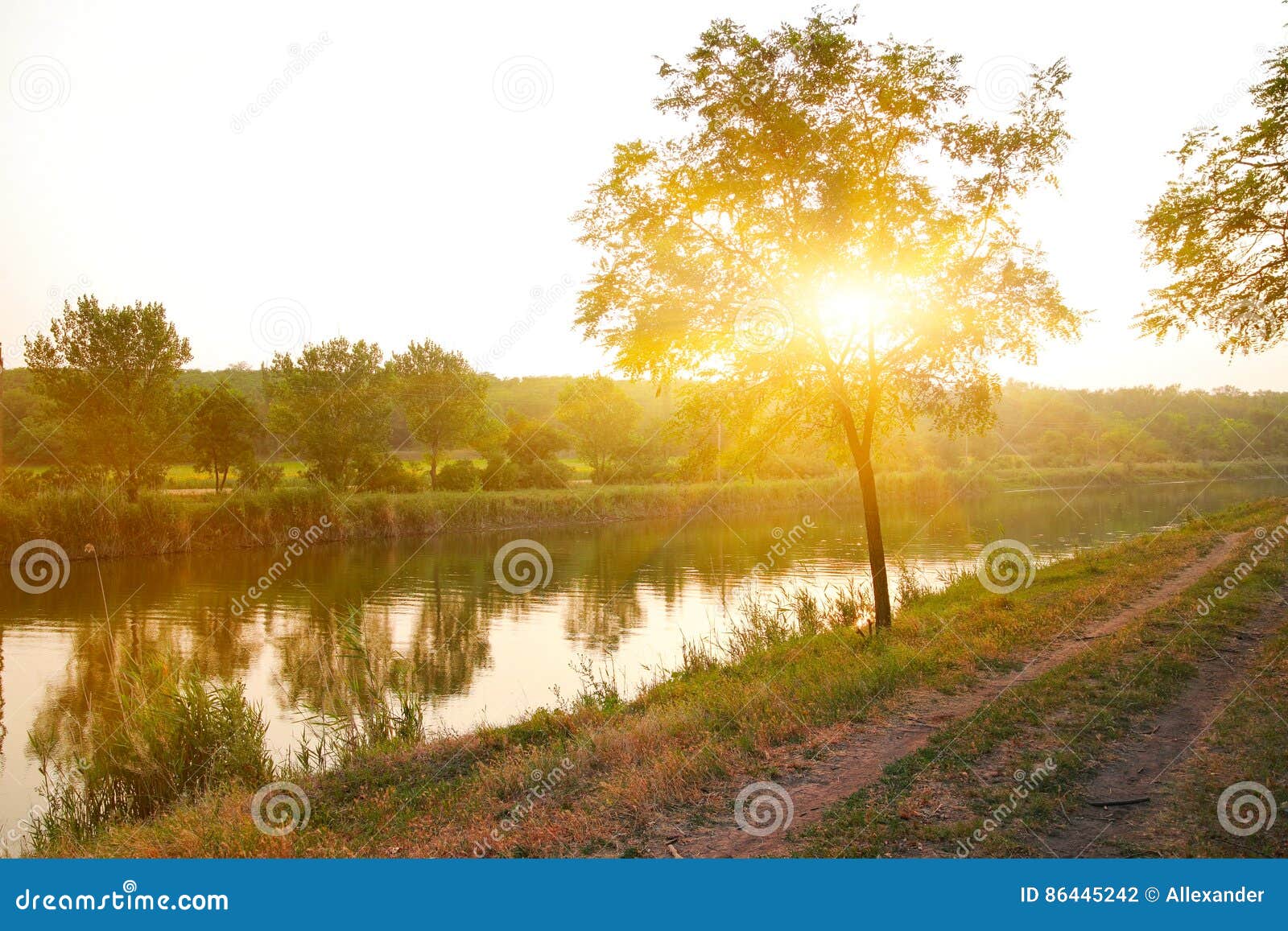 Rural landscape at sunset stock photo. Image of terrain - 86445242