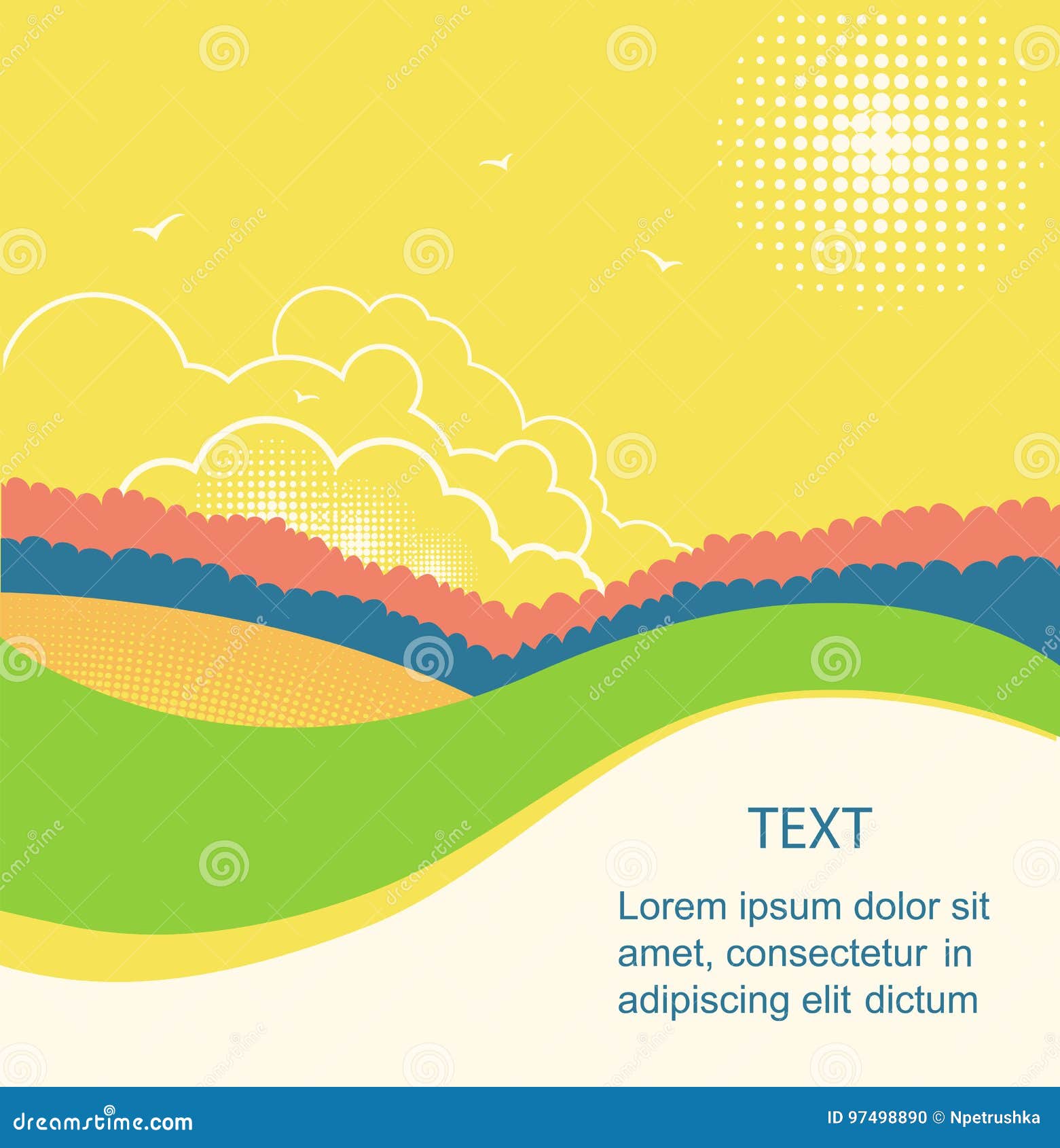 Rural landscape for text stock vector. Illustration of grass - 97498890