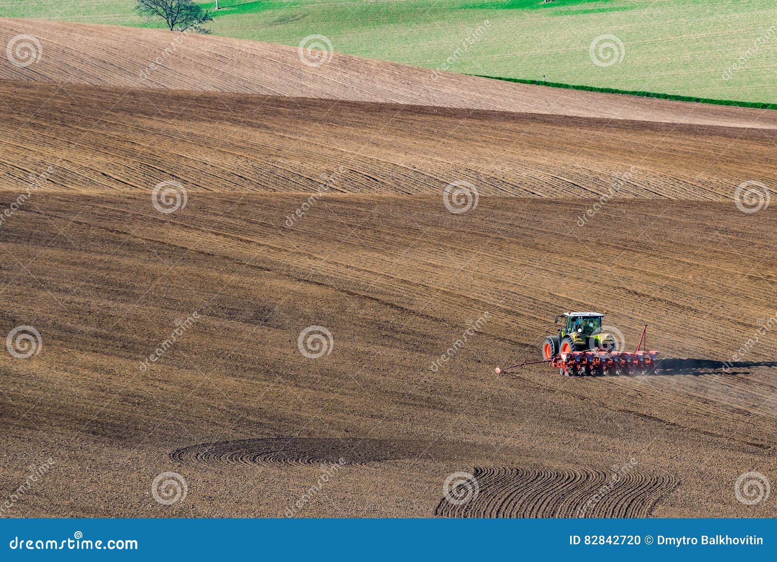 Rural Landscape with Tractor Stock Photo - Image of earth, tractor ...