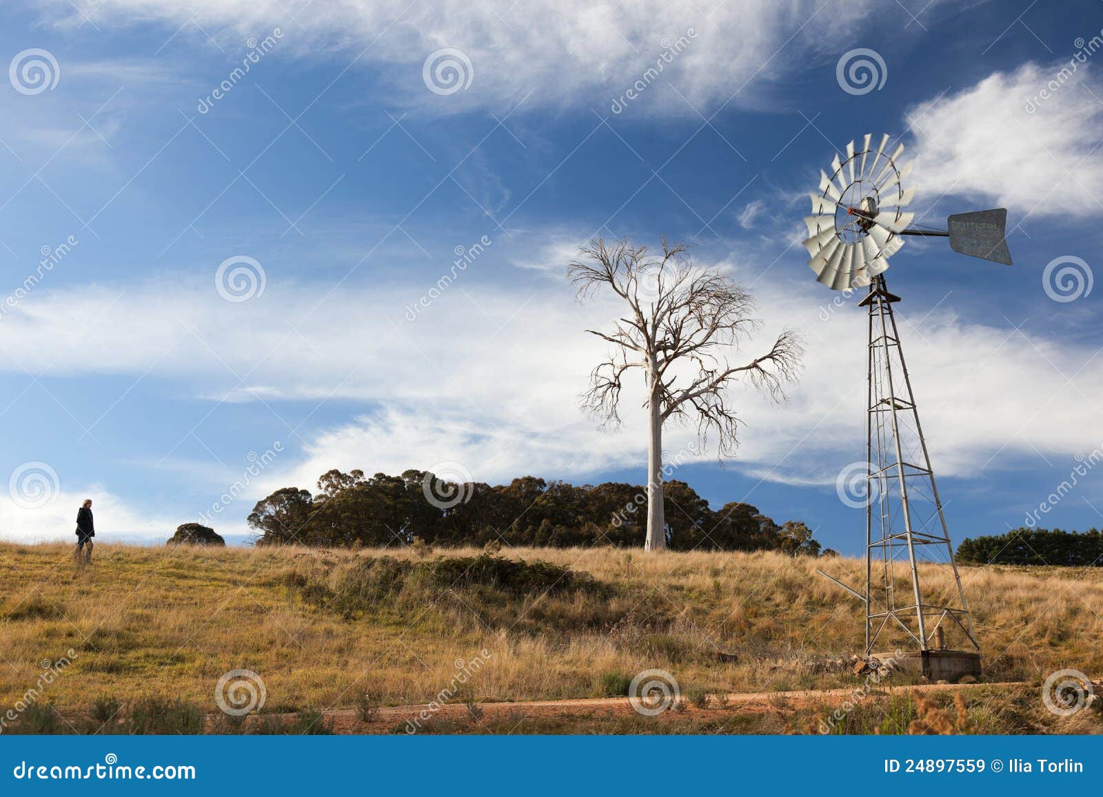 A Rural Landscape with Windmill. Australia. Stock Image - Image of ...