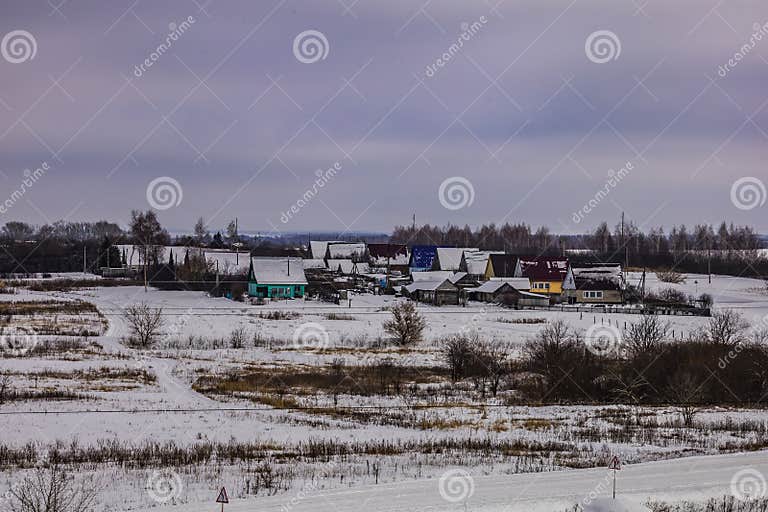Rural Landscape in Winter from a Height Stock Image - Image of flying ...
