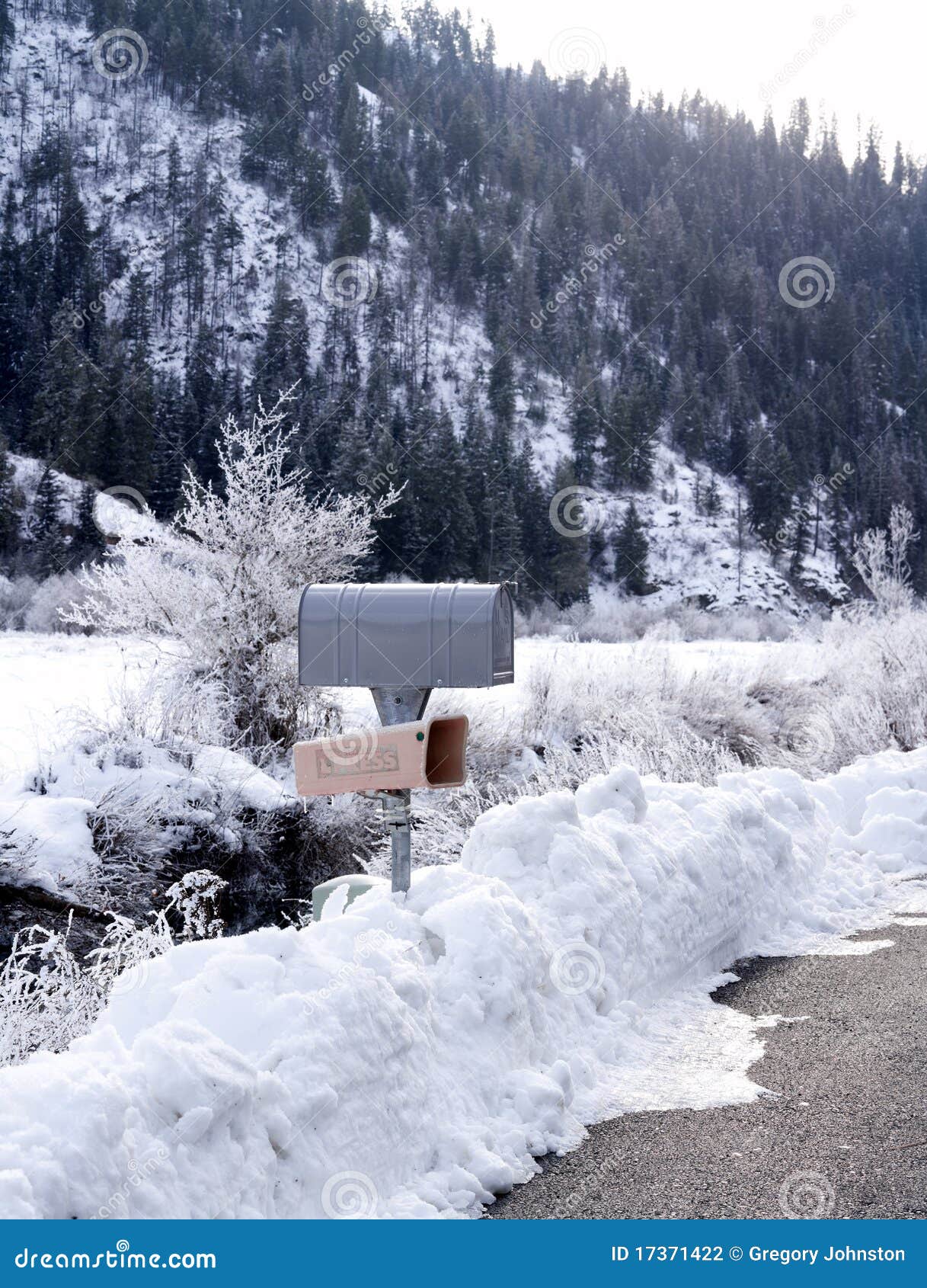 Rural mailbox in winter. stock photo. Image of tree, season - 17371422