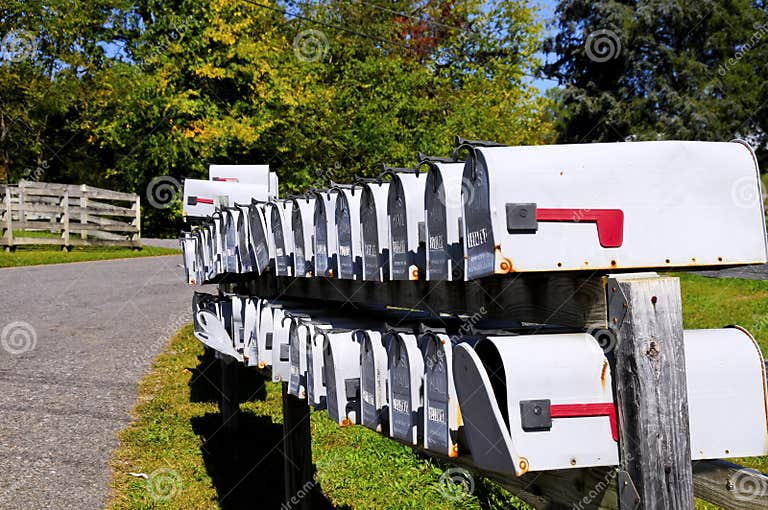 Rural Mailboxes stock photo. Image of fall, flag, mailbox - 22735292