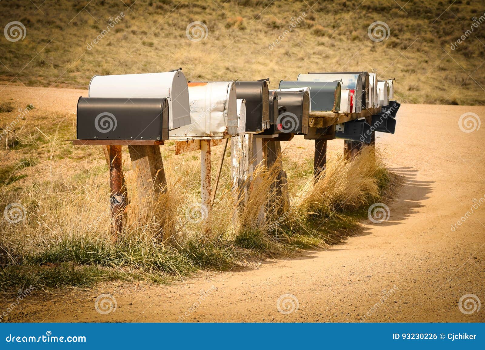 Rural Mailboxes in Afternoon Sunshine Stock Photo - Image of scene ...