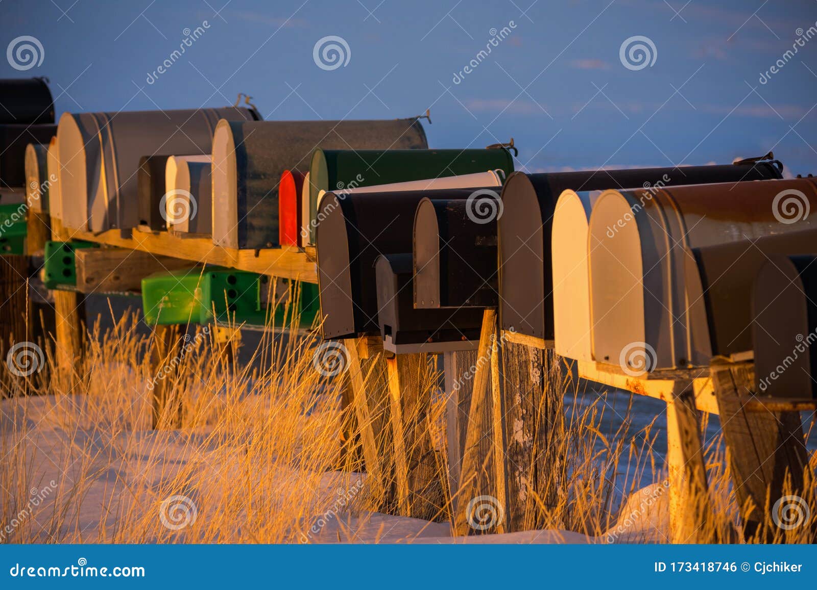 Rural Mailboxes in Winter stock photo. Image of rural - 173418746