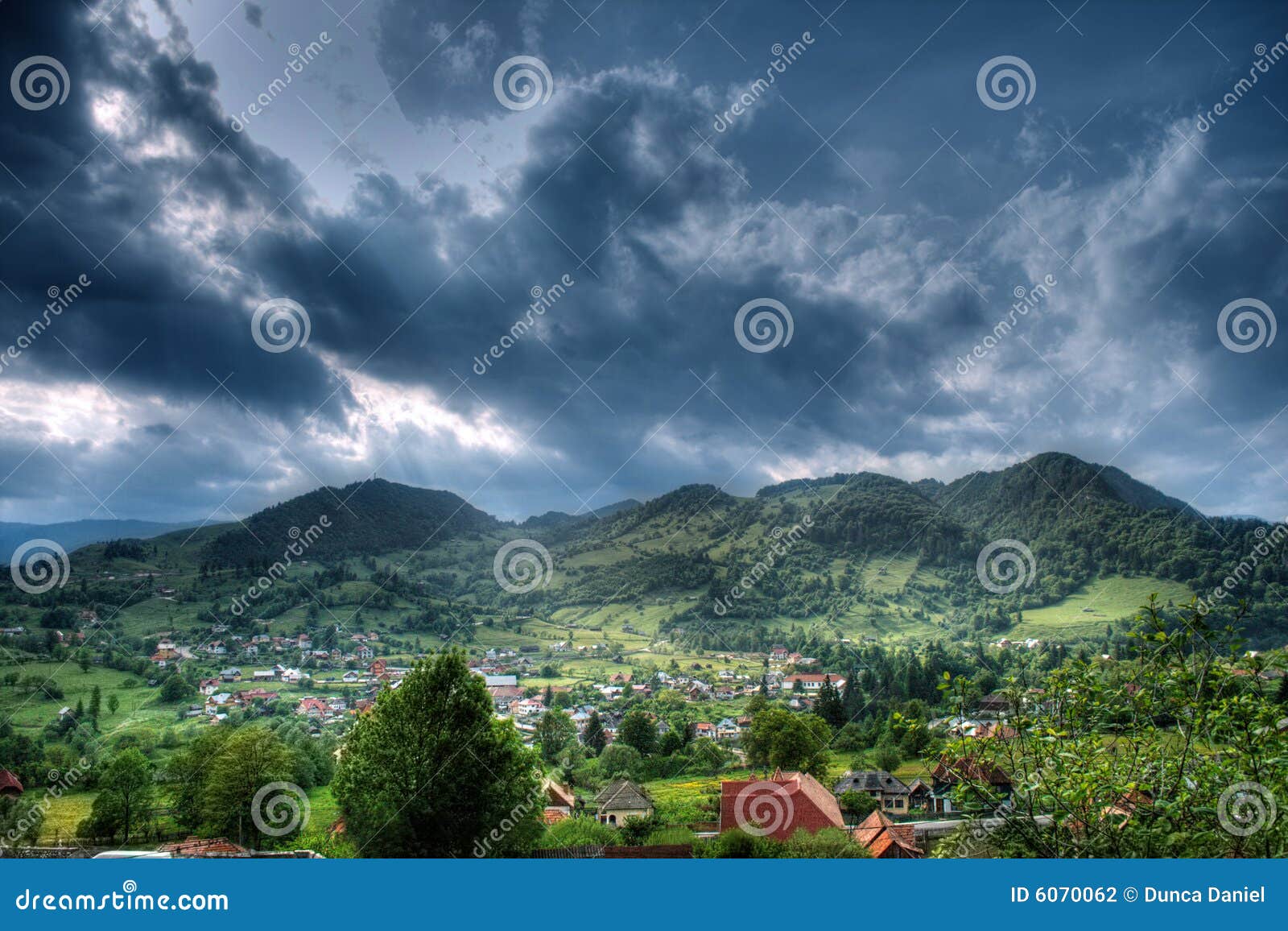 Rural Mountain Landscape with Dramatic Sky Stock Photo - Image of ...