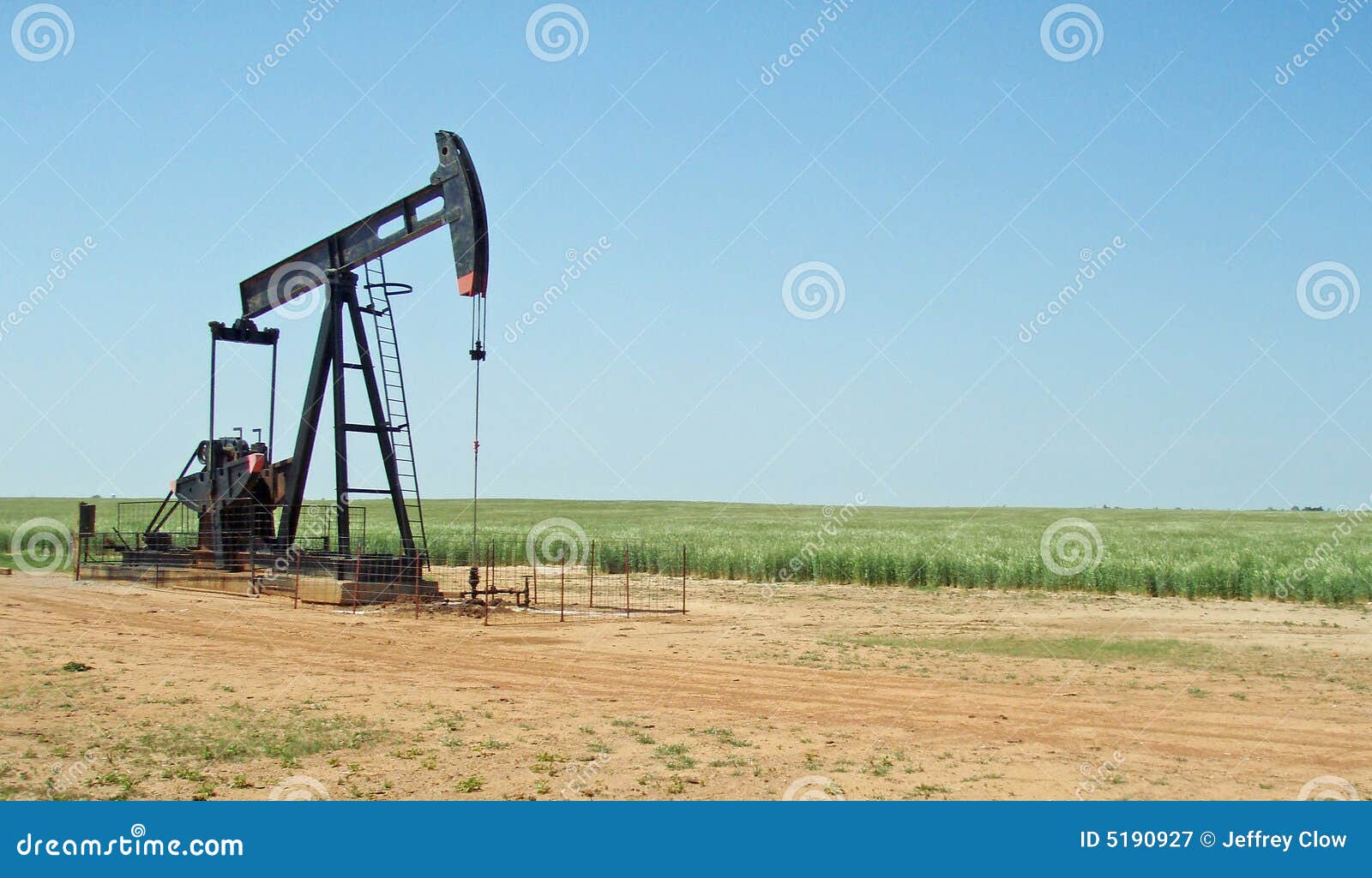 Rural Oil Rig and Wheat Field Stock Image - Image of equipment, pump ...