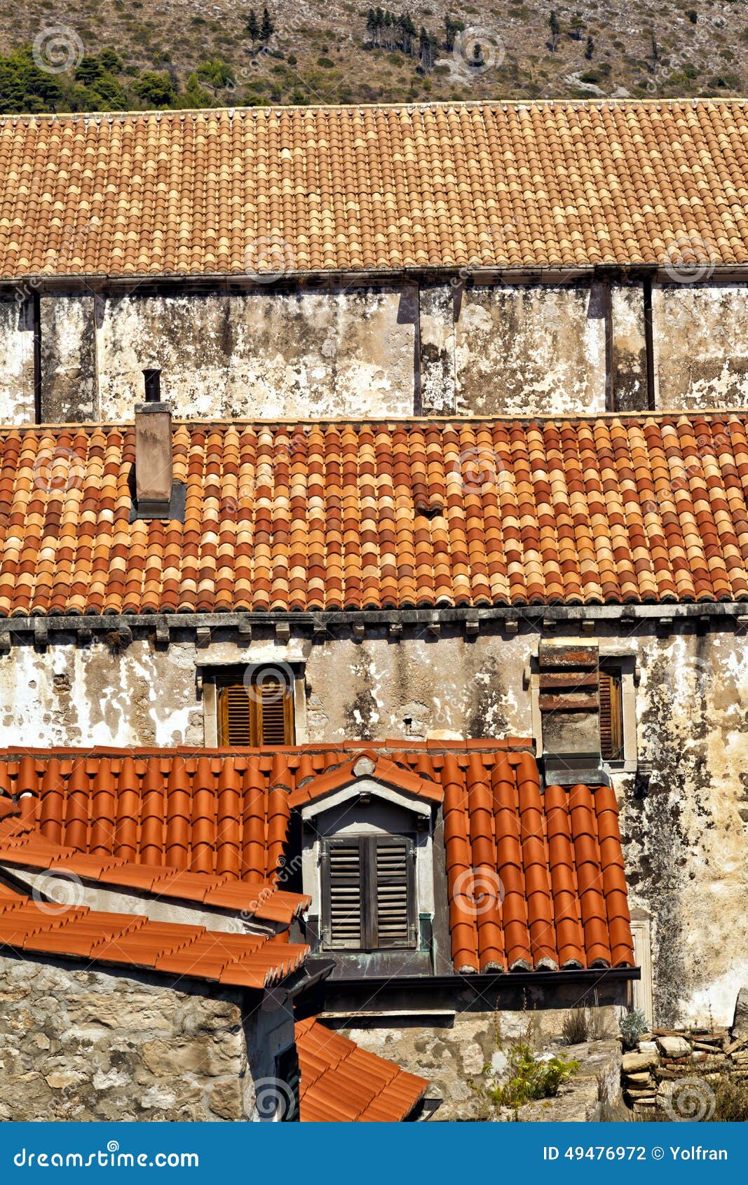 Rural Old Buildings with Terracotta Tiled Roofs Stock Photo - Image of ...