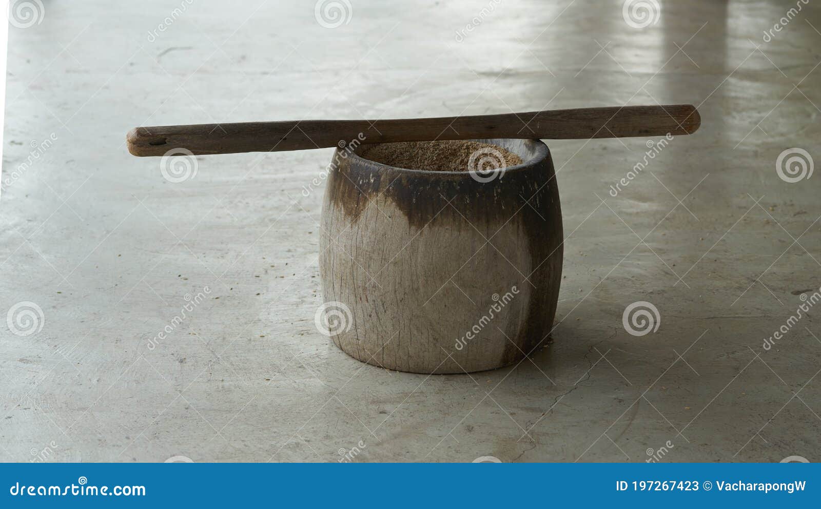 Rural Old Fashioned Design Manual Rice Mortar Stock Image - Image of ...